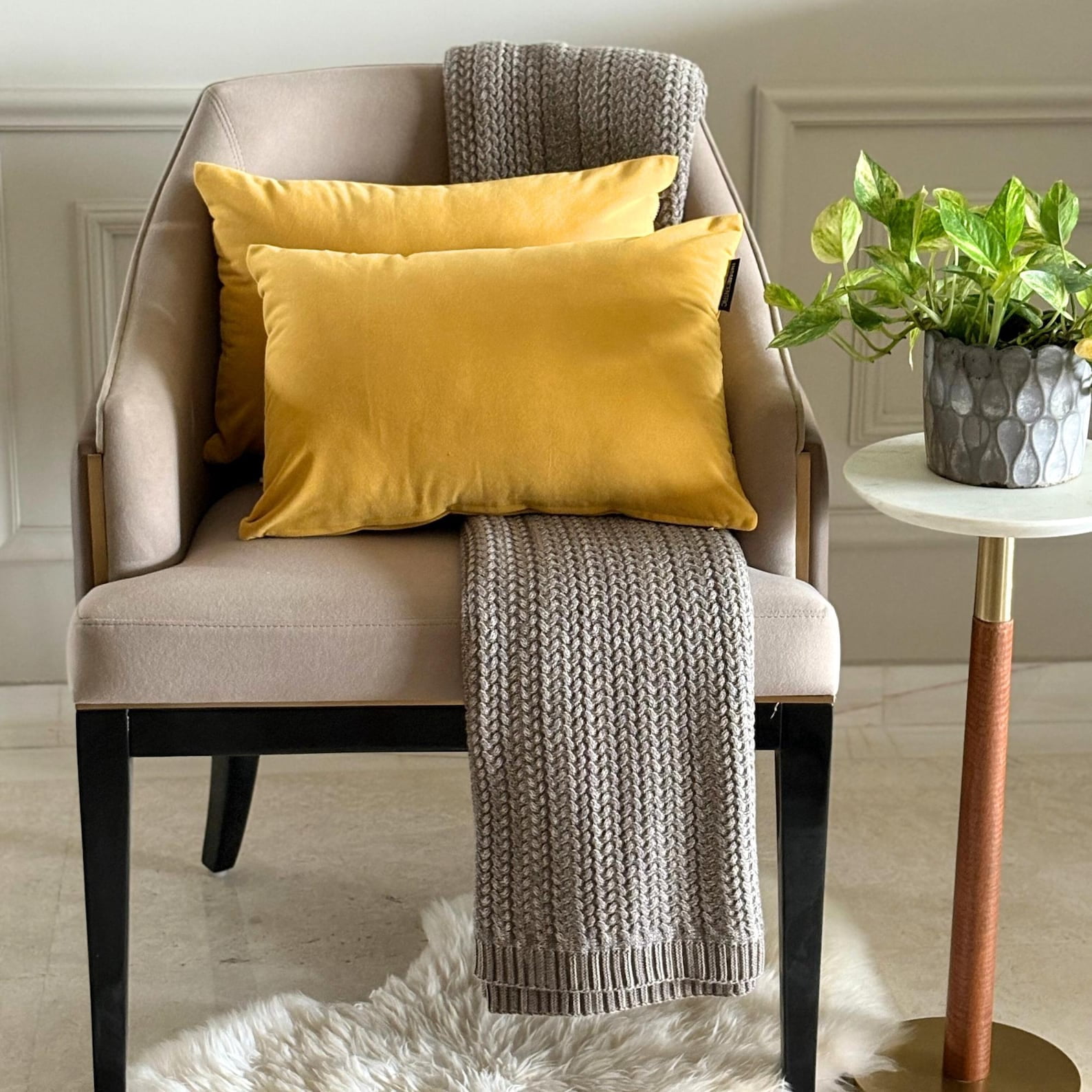 Mustard Yellow Luxury Lumbar Pillow Cover 12