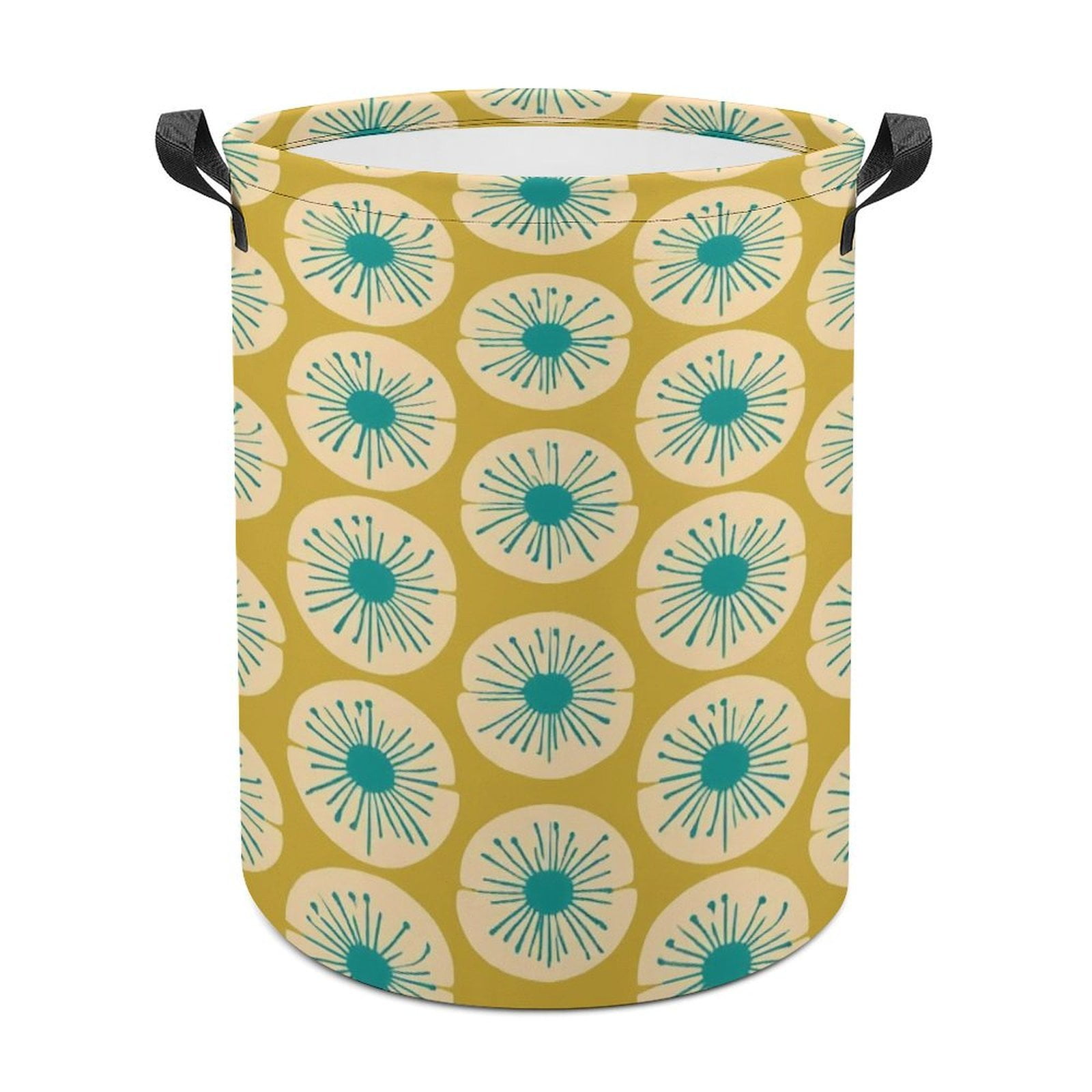 Mustard Yellow Teal Sunburst Pattern Large Dirty Clothes Hamper ...