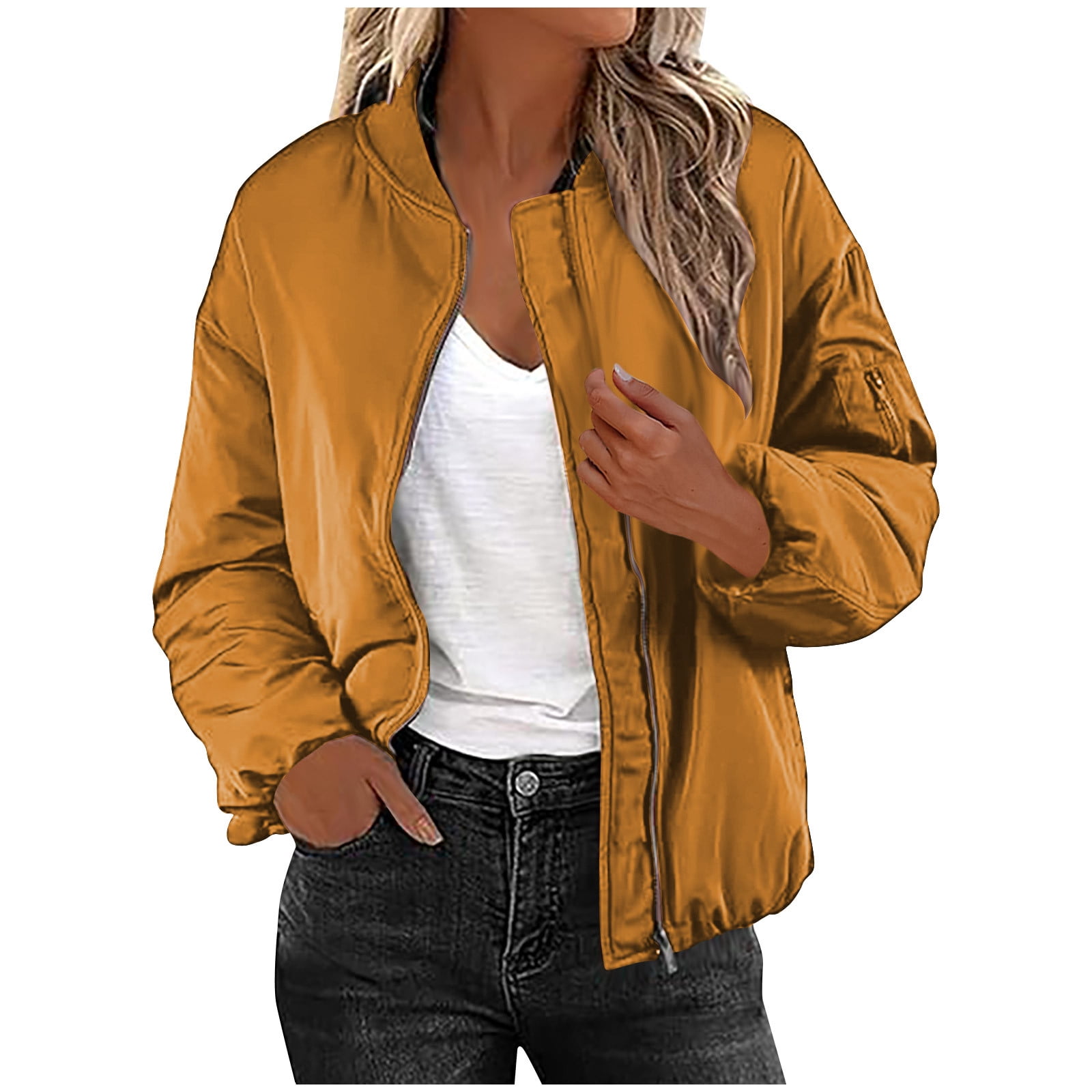 Mustard Yellow Teen Girls Basic Short Padded Jacket Coat for Women Long ...