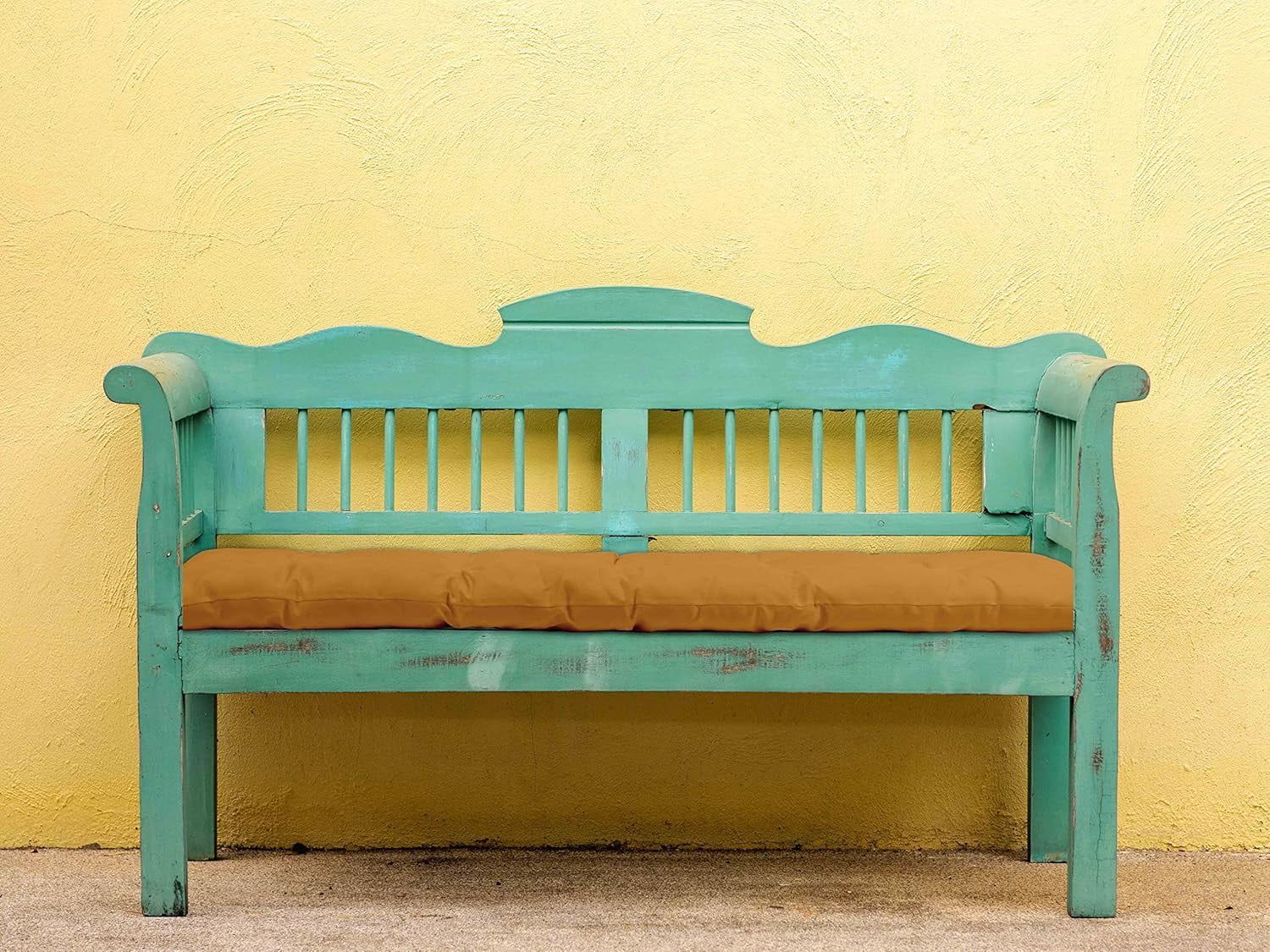 Mustard Yellow Water-Resistant Tufted Bench Cushion – All-Weather ...