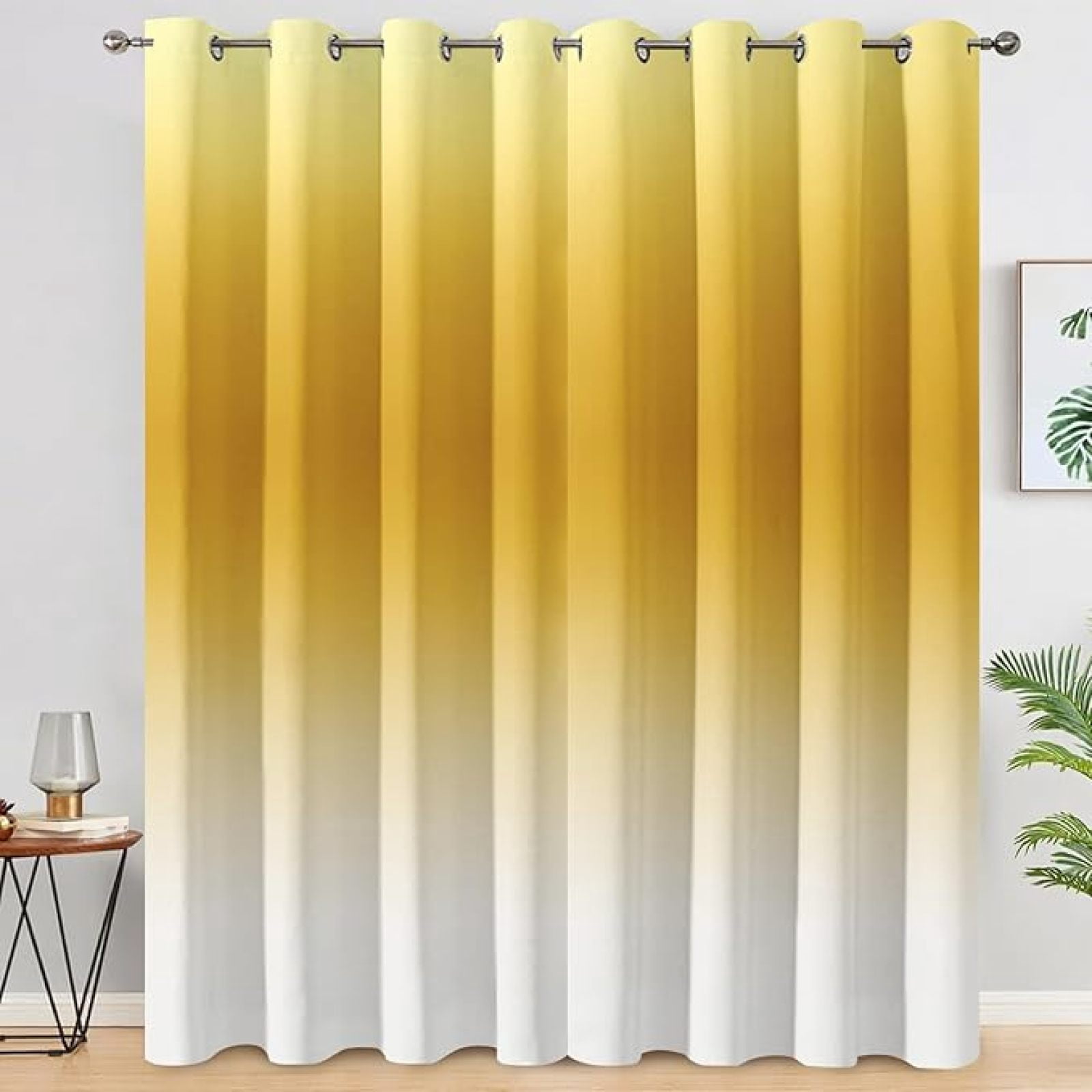 Mustard Yellow White Ombre Curtains for Living Room, Thermal Insulated ...