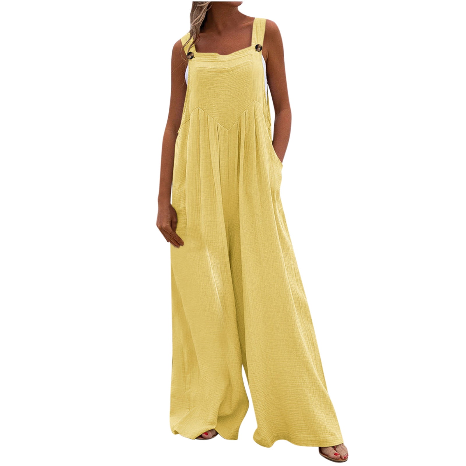 Mustard Yellow Women Casual Coveralls Coveralls Trousers Pants Catsuit ...