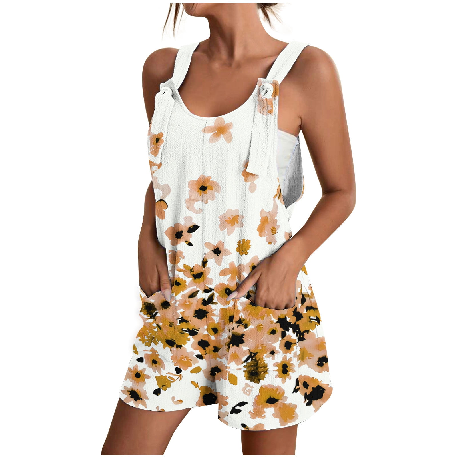 Mustard Yellow Womens Faux Linen Shorts Lounge Coveralls Shortalls ...