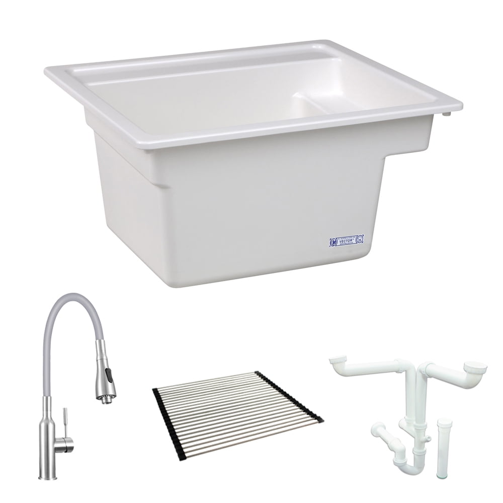 Mustee K-25 25-in x 22-in 1-Basin White Drop-In Laundry Sink with Drain ...