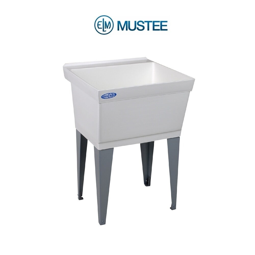 Mustee Laundry Tub 23.5x23 Floor Mount - White - Walmart.com