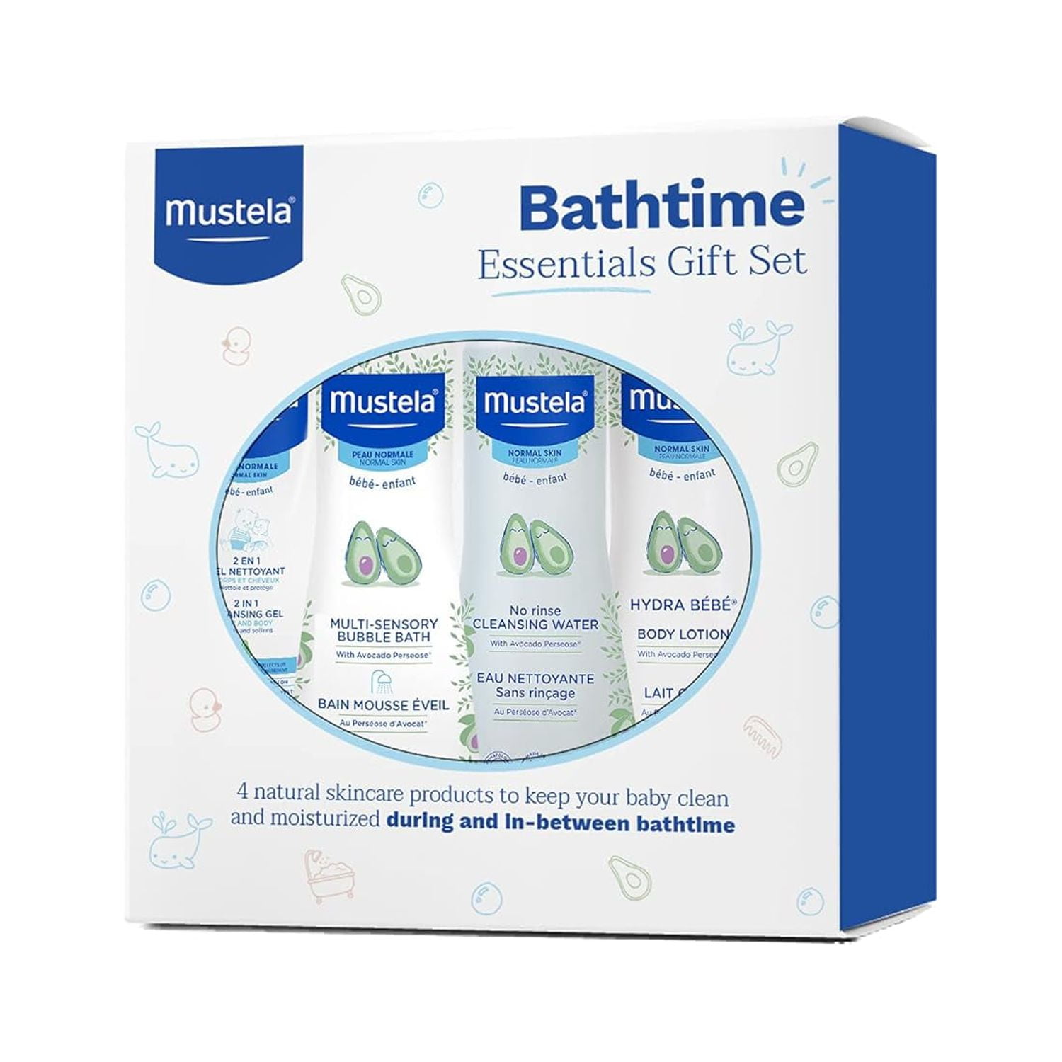 Mustela Baby Bath Time Essentials Gift Set - Natural & Plant-Based Baby ...