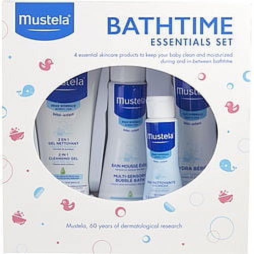 Mustela Baby Bathtime Essentials Gift Set, Natural Baby Skin Care, 4 ...