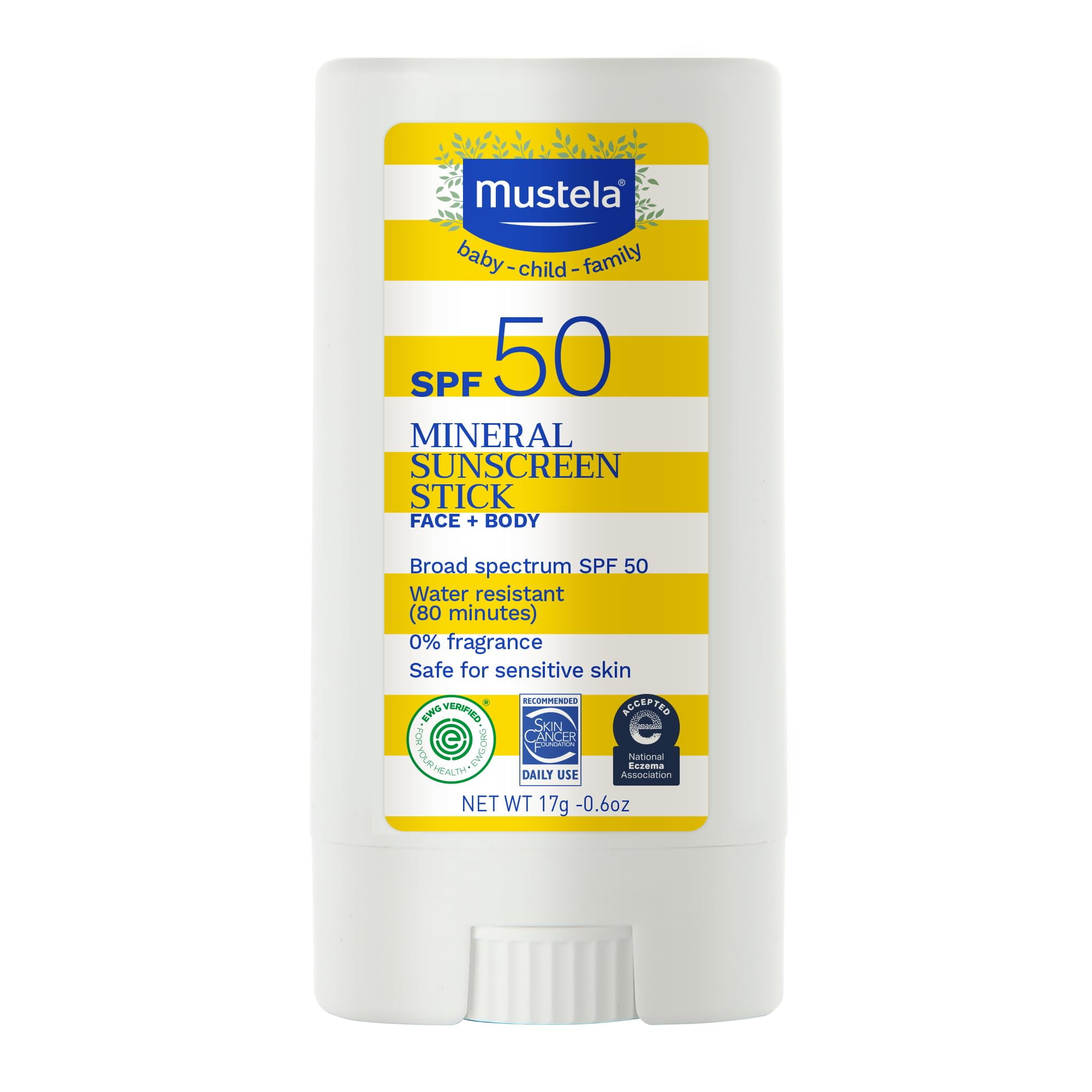 Mustela Baby Mineral Sunscreen VTF5 Stick SPF 50 Broad Spectrum - Face ...