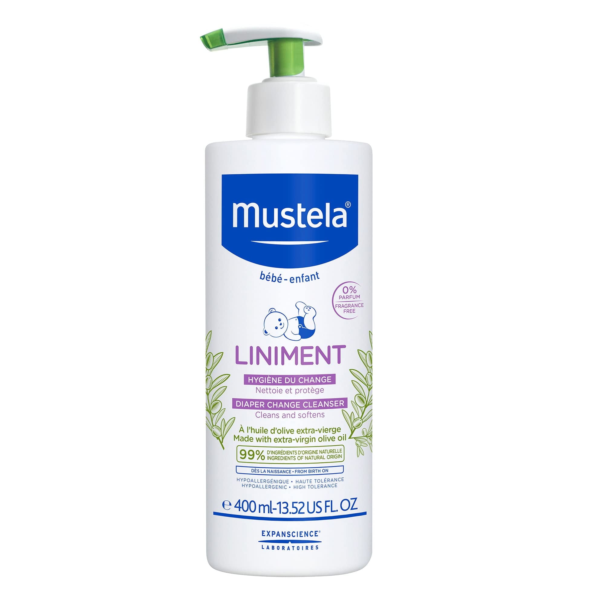 Mustela Liniment - No-Rinse Baby Cleanser for Diaper Change - with ...
