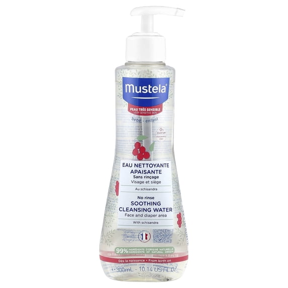 Mustela Baby Cleansing Water, 300ml, No Rinse, Hypoallergenic, For Very ...