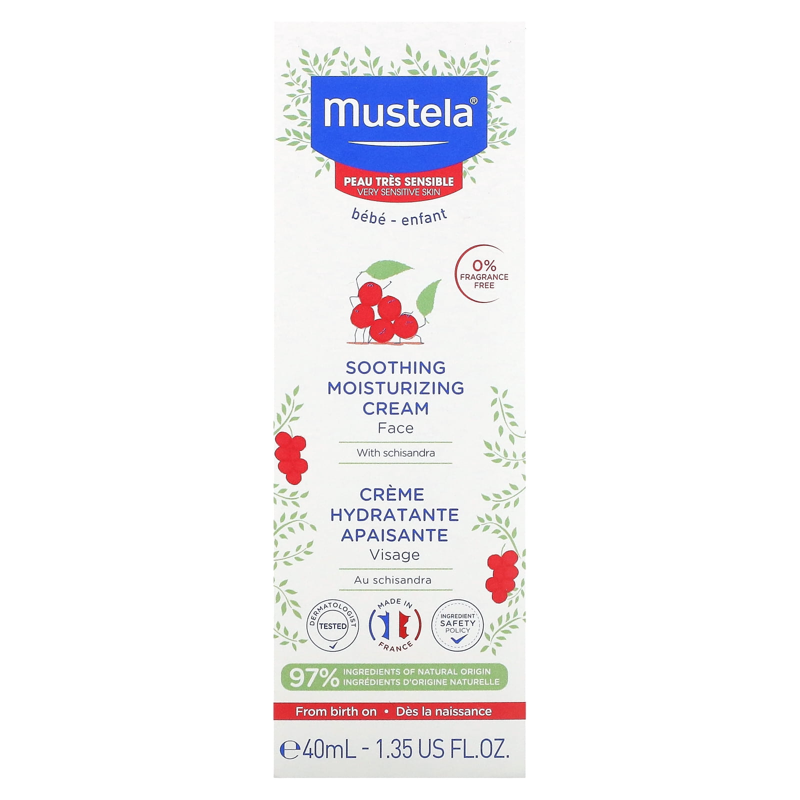 Mustela Soothing Moisturizing Cream For Face - For Very Sensitive Skin ...