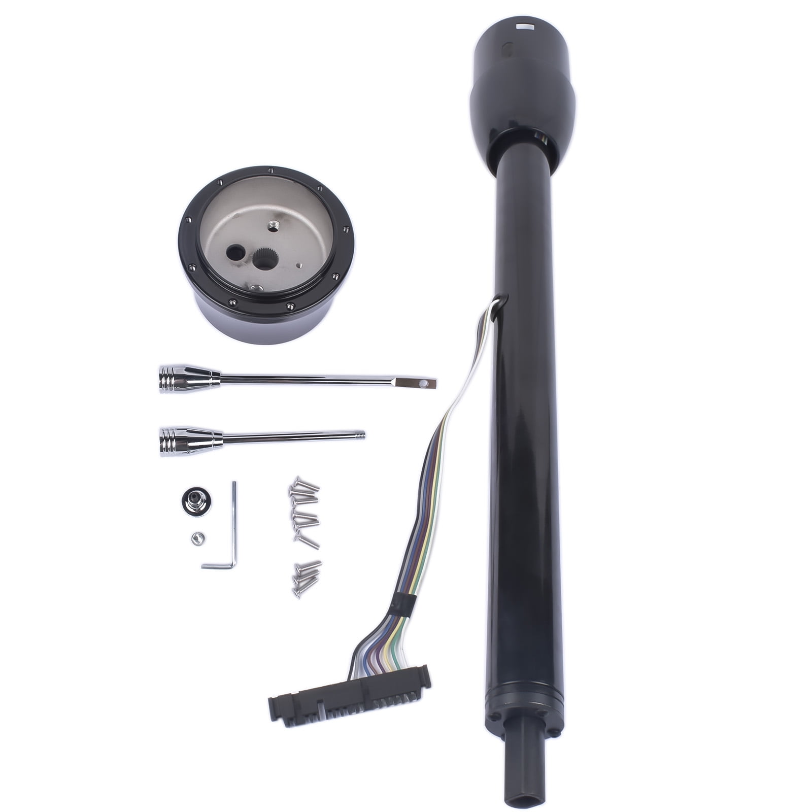 Mustrod 32" Black Tilt Steering Column Floor Shift w/ith 9 Hole Wheel ...