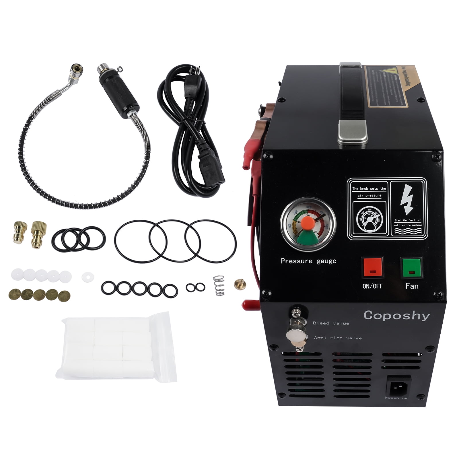 Mustrod Portable 4500PSI Black PCP Air Compressor 12V DC 3-Stage ...