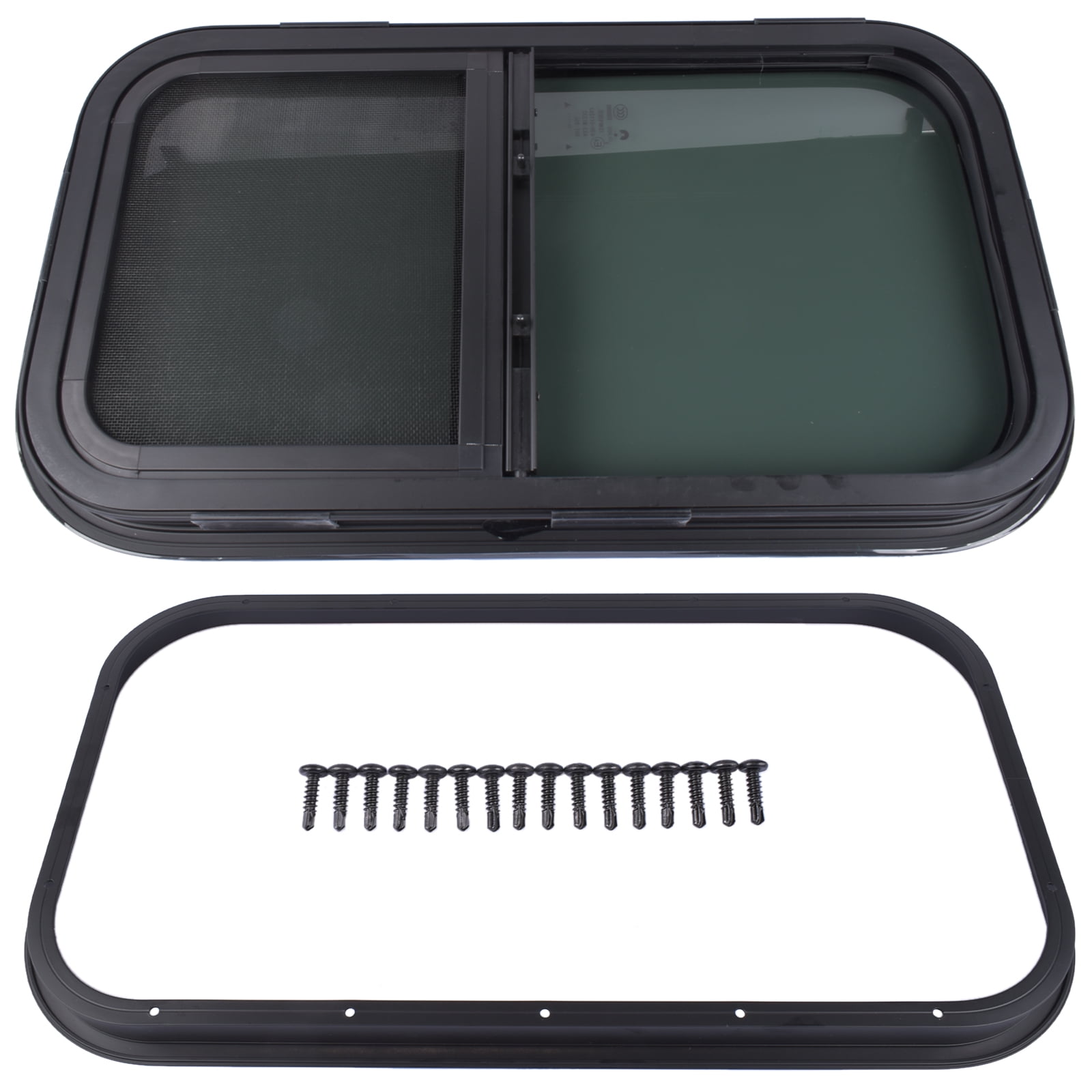 Mustrod RV Window Vertical Sliding Black Glass 12"W 22"H Universal ...