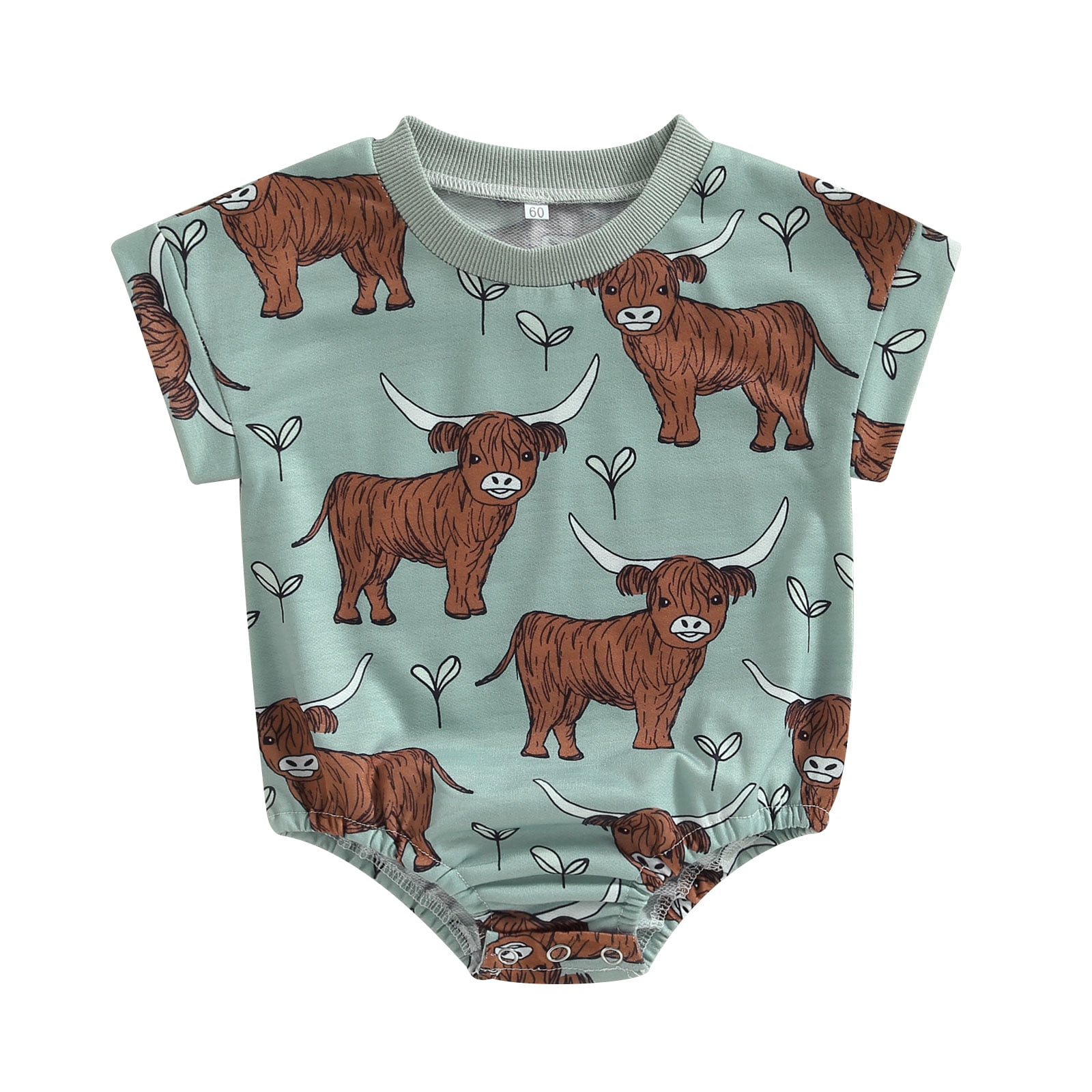 Musuos Baby Boy Romper, 3 6 12 18M Sleeveless Round Neck Cow Print Western Bodysuit Newborn ...