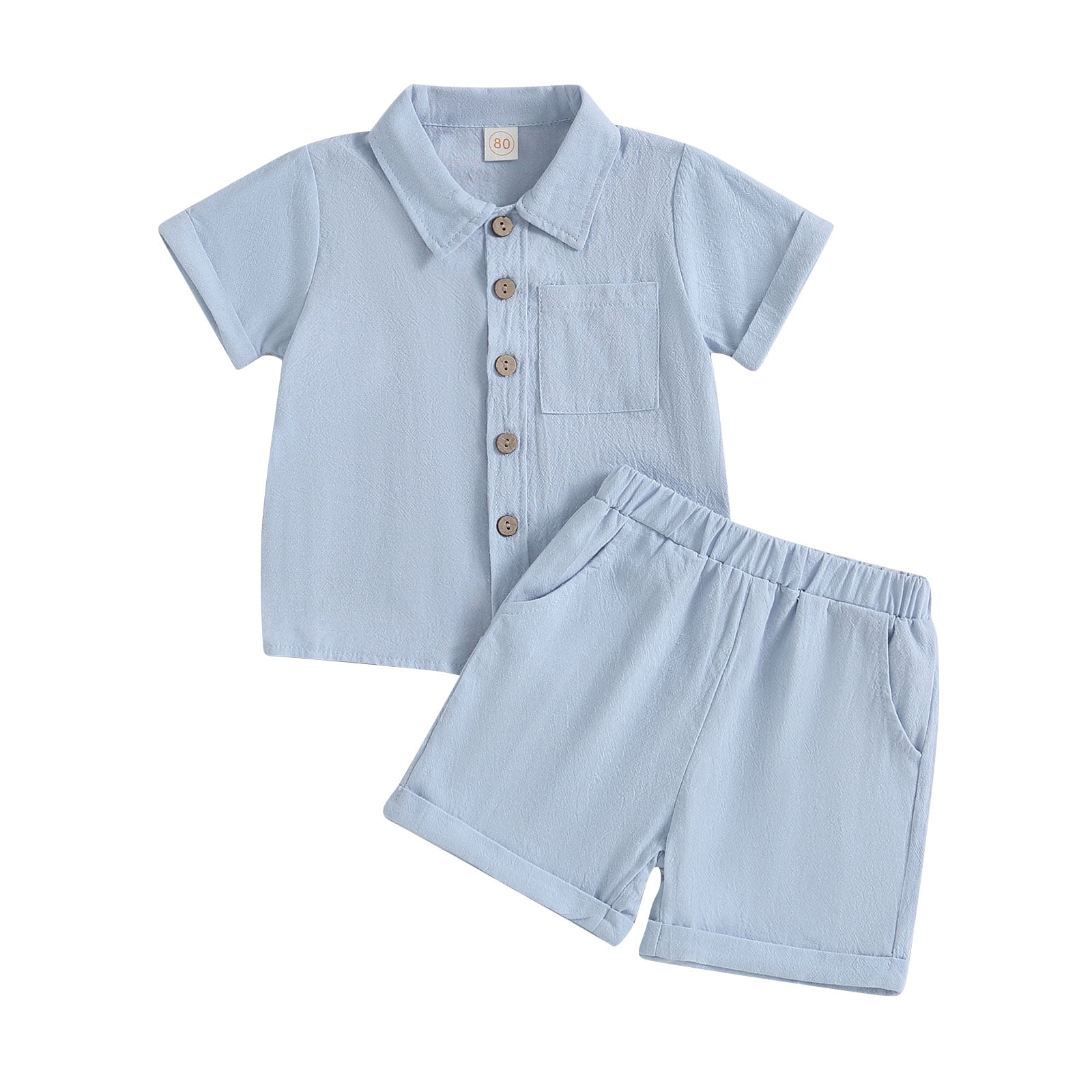 Musuos Baby Boys Shorts Set, 12 18 24M 3 4T Summer Short Sleeve Shirt with Elastic Waist Shorts ...