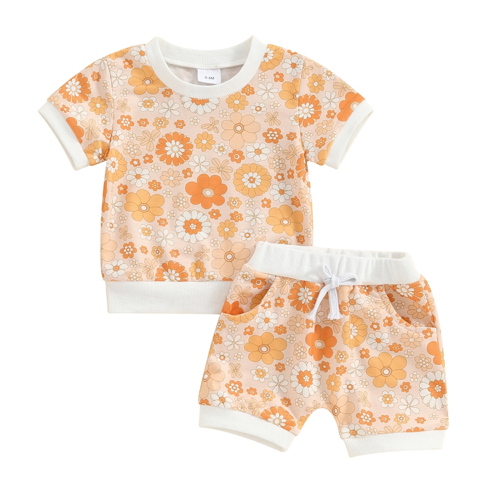 Musuos Baby Girl 2Pcs Summer Outfits 6 12 18 24M 3T Short Sleeve Floral ...