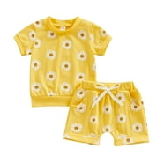 Younger Tree Toddler Baby Girl Summer Clothes Set Short Sleeve T-Shirt Shorts 2pcs Outfits for 6 ...