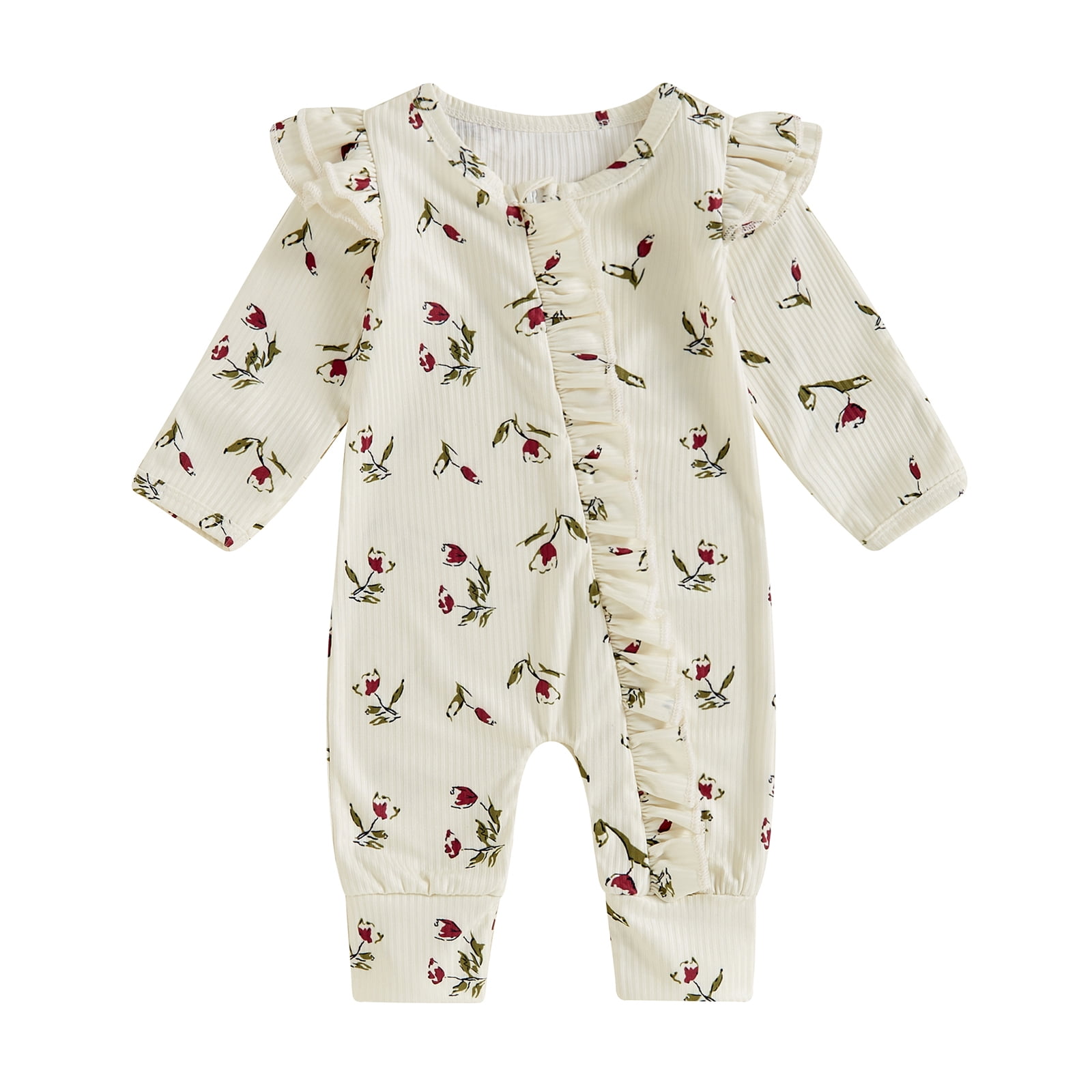 Musuos Baby GirlsSpring Fall Romper 0-18Months Long Sleeve Floral Print ...