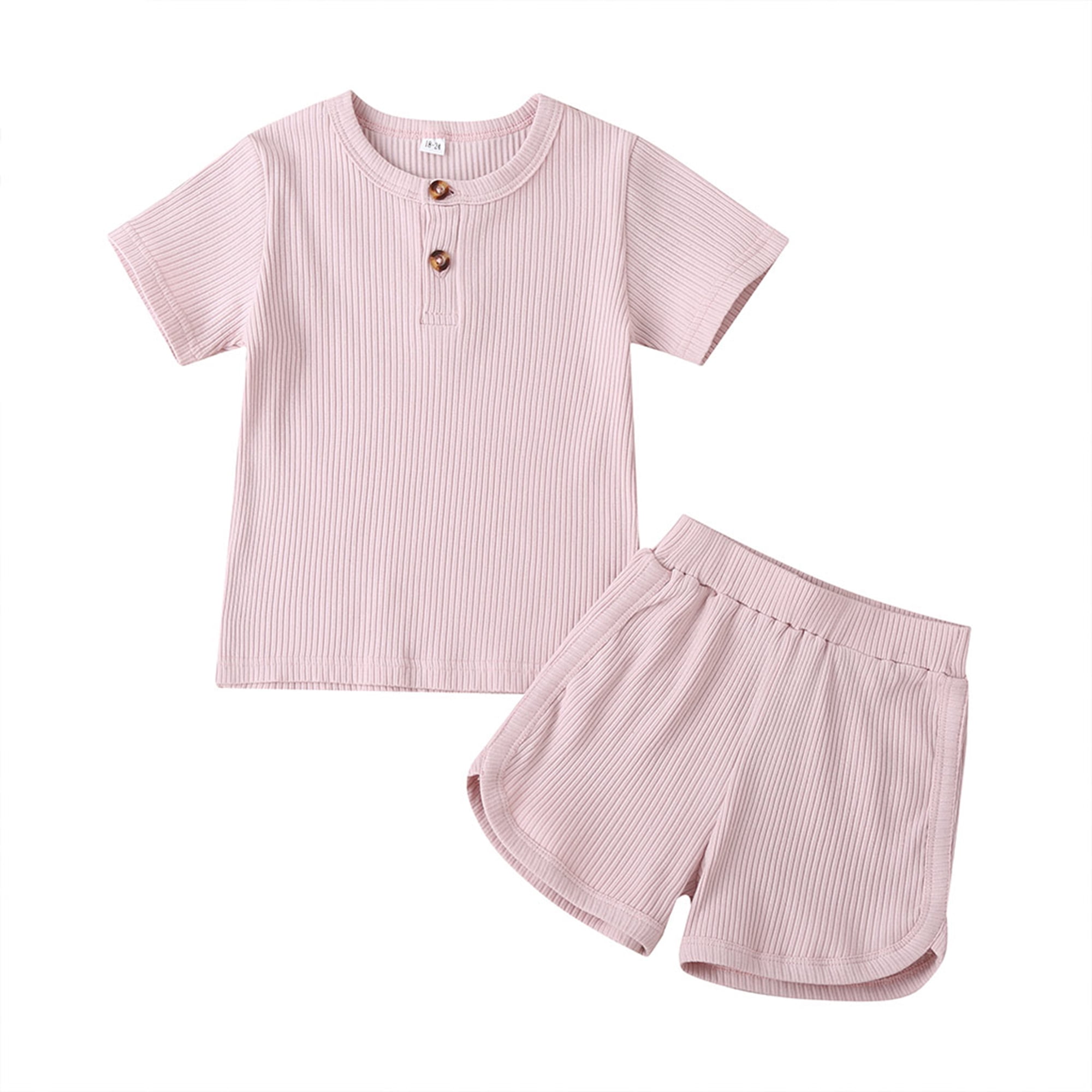 Musuos Children Solid Color Set, 1-6T Boy Girl Short Sleeve Button Tops ...