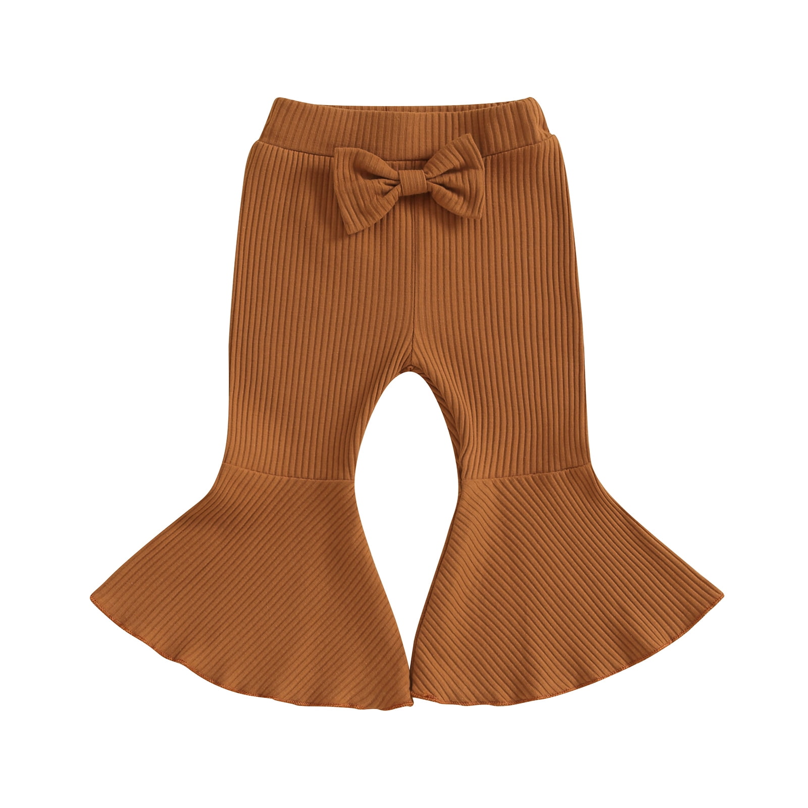 Musuos Kids Girl Flare Pants 12 18 24M 3 4T Solid Color Ribbed Elastic ...