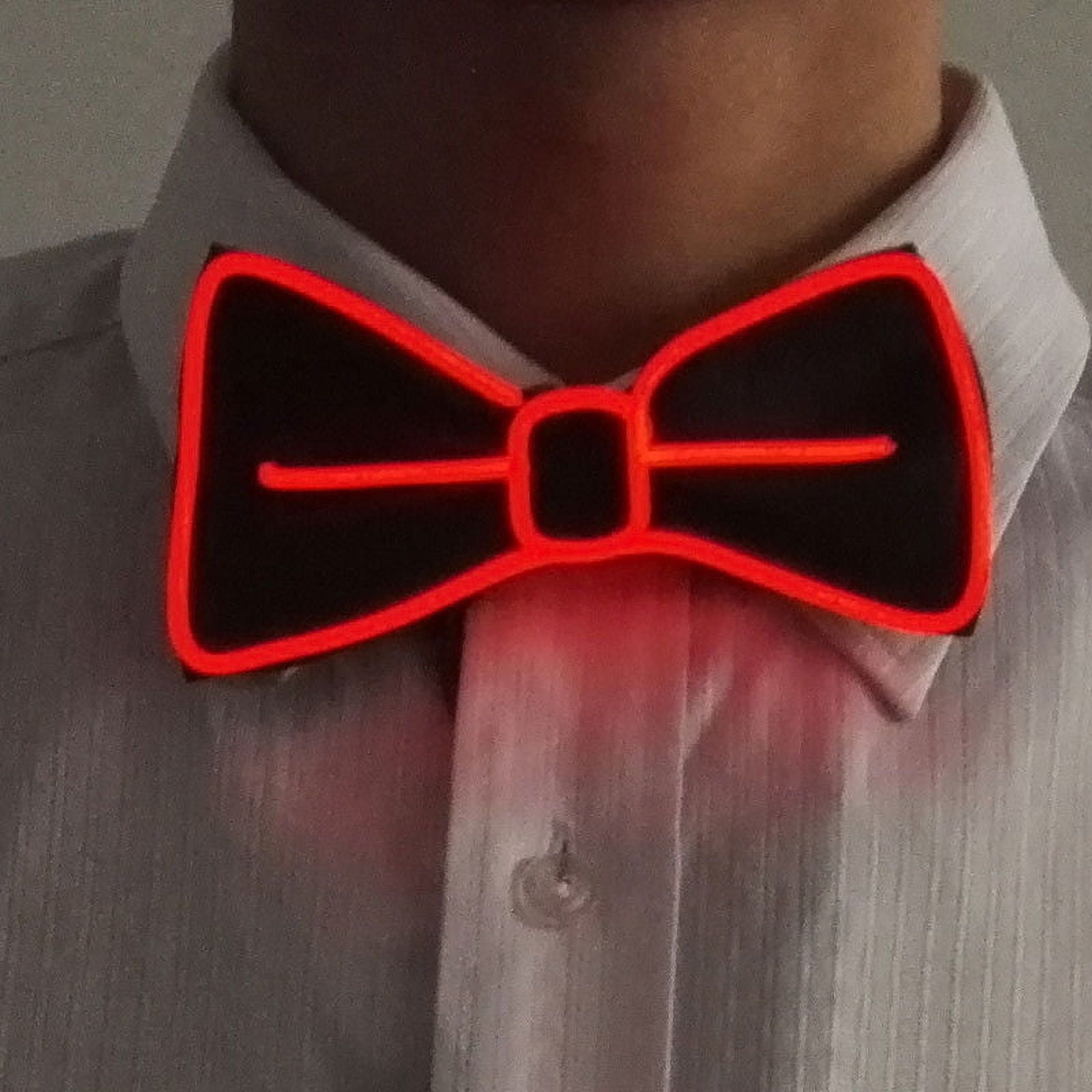 Musuos Mens LED Bow Tie Flashing Light Up El Wire Bow Tie Necktie Party ...