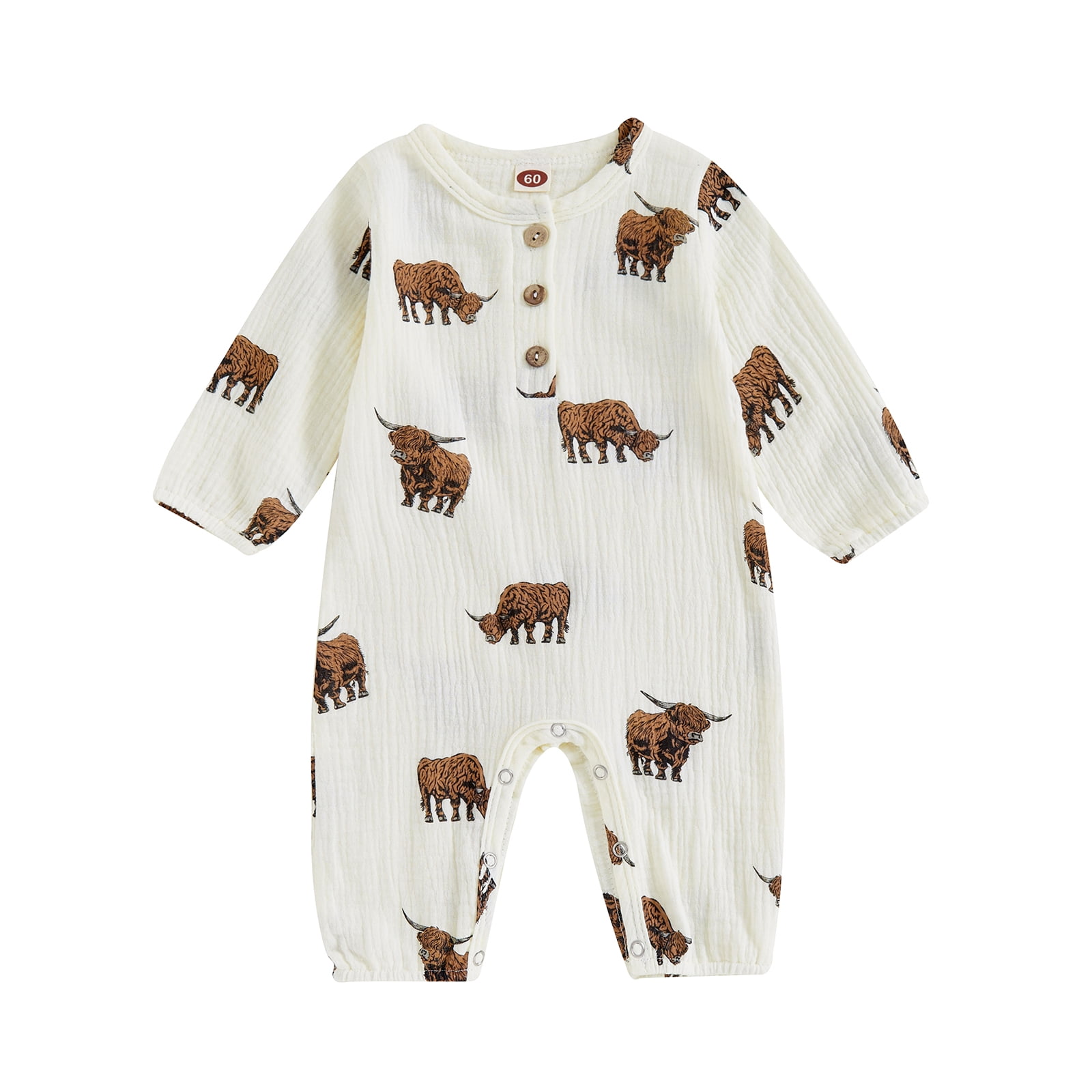 Musuos Newborn Boys Spring Fall Jumpsuits, 3M 6M 12M 18M Long Sleeve Bull Print Romper Casual ...