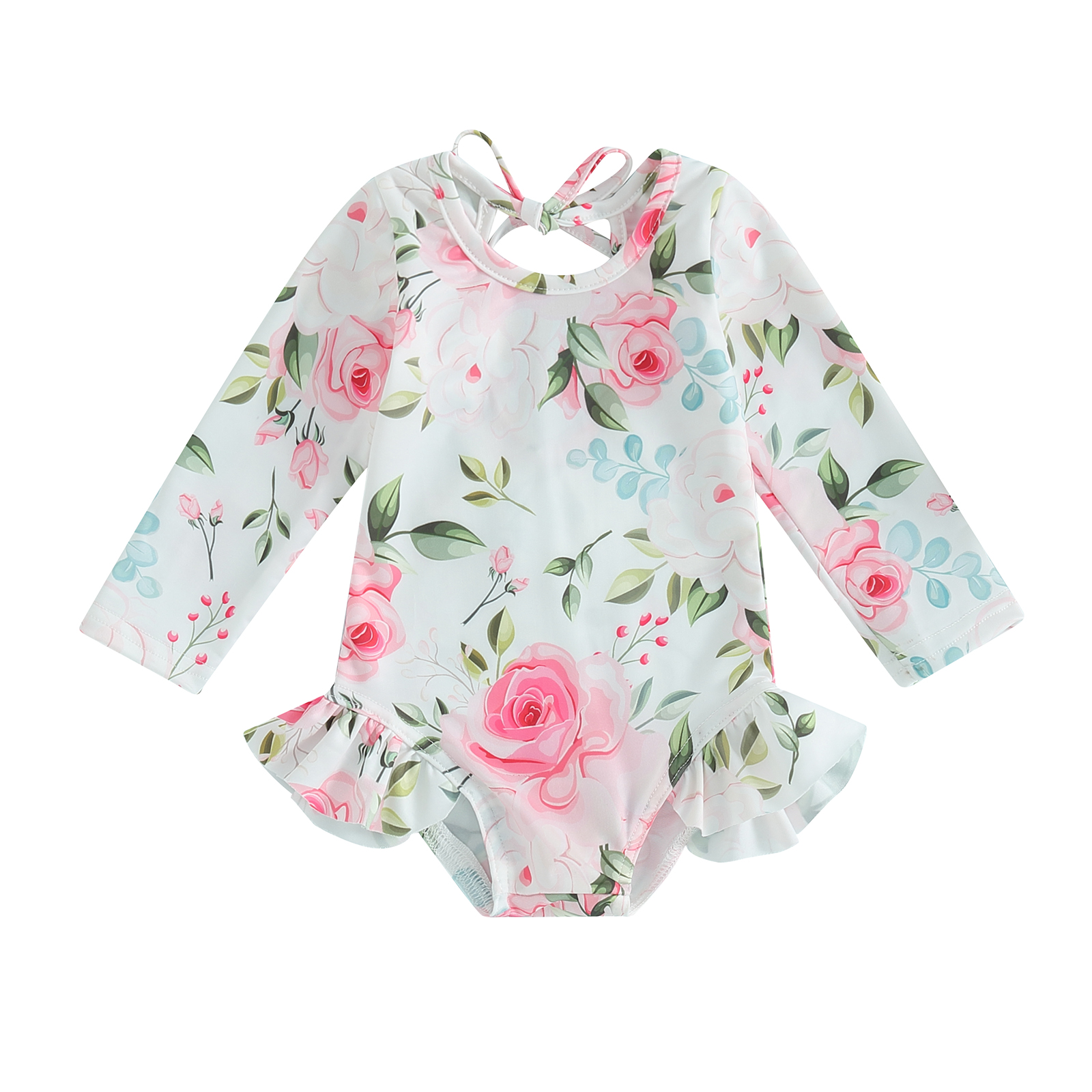 Musuos Toddler Girls Rash Guard Swimsuit Rompers 12 18 24M 3 4T Long Sleeve Floral/Cartoon Print ...