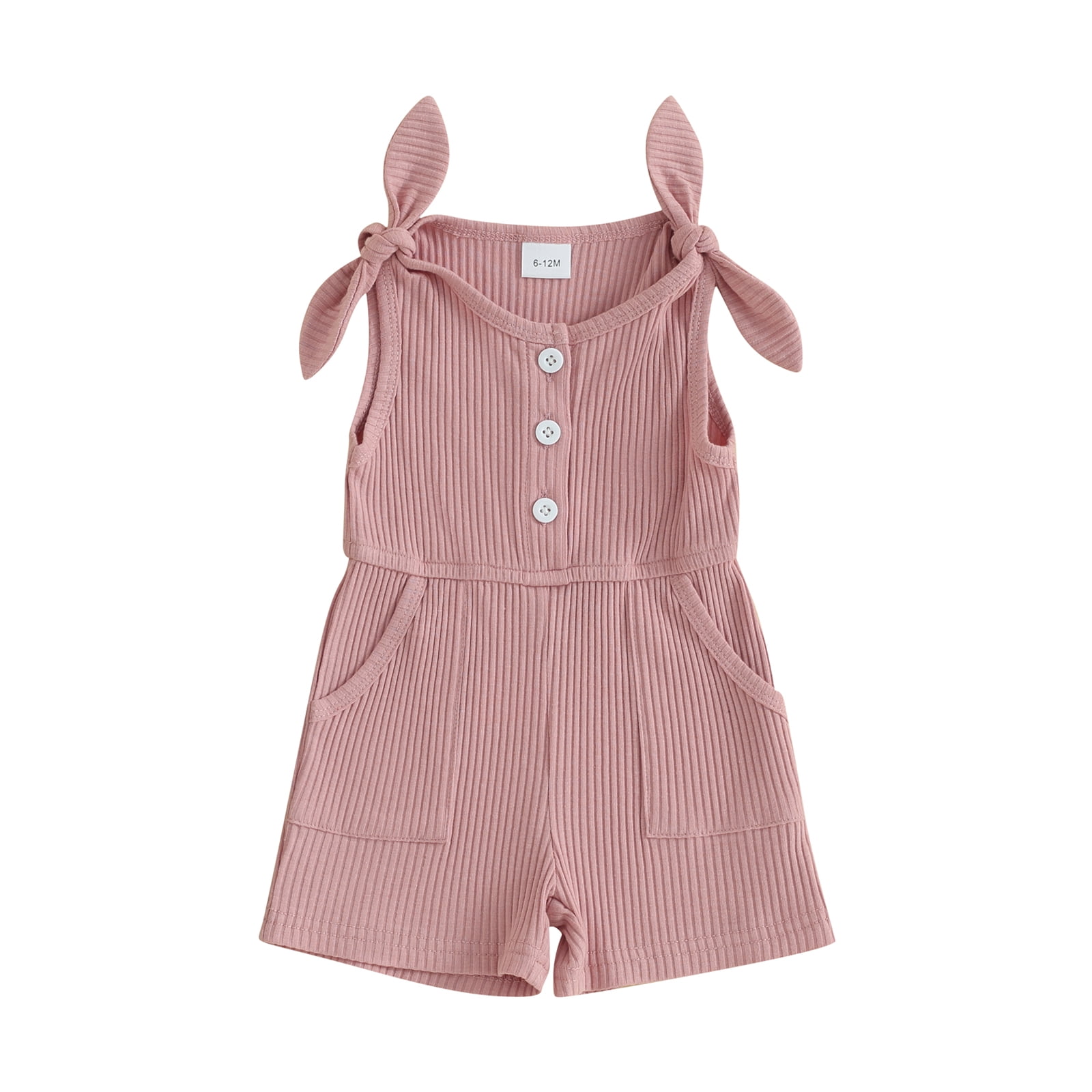 Musuos Toddler Girls Rompers 1-4T Solid Color Sleeveless Ribbed Knitted ...