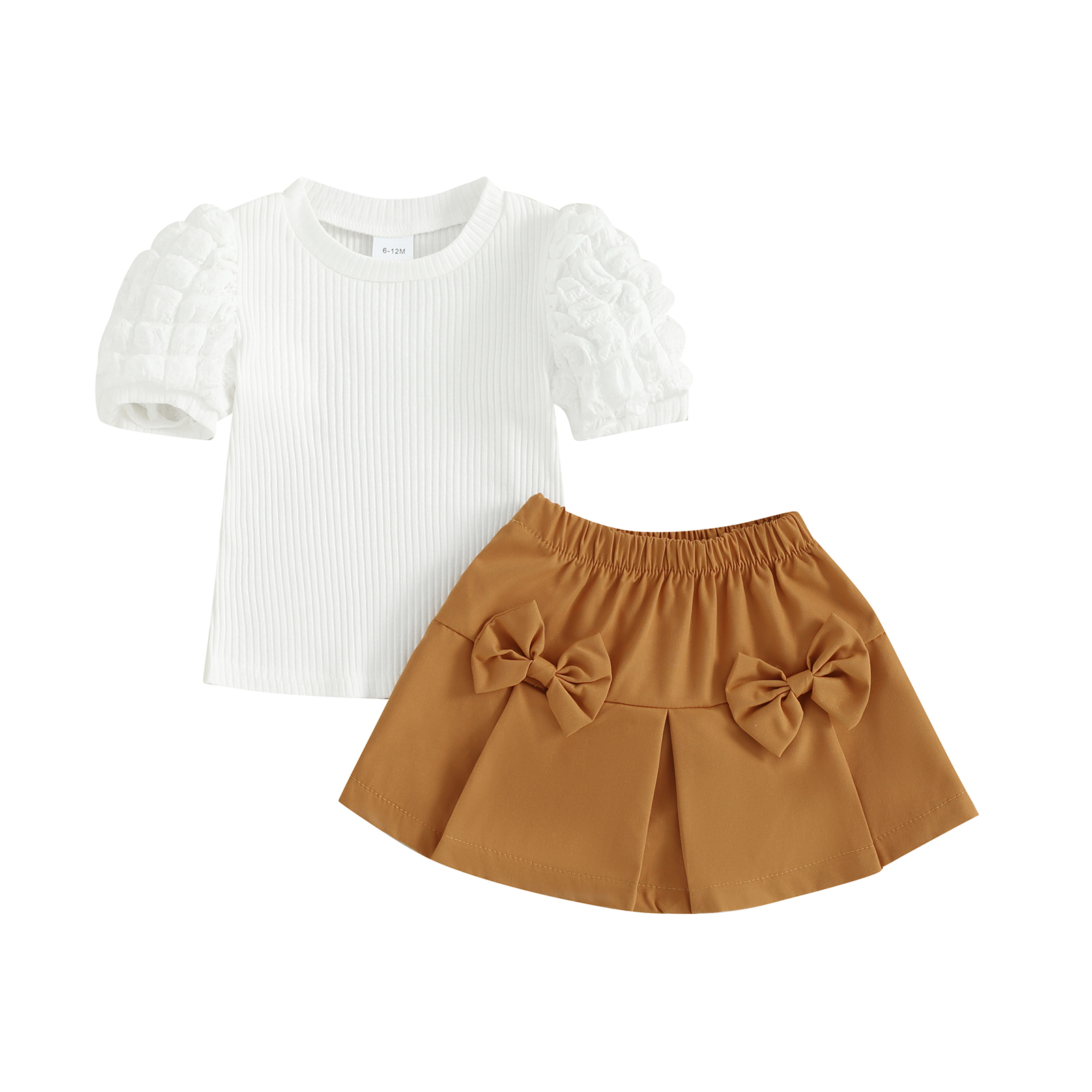 Musuos Toddler Girls Summer Skirt Set, 6 12 18 24M 3 4Y Crew Neck Puff ...