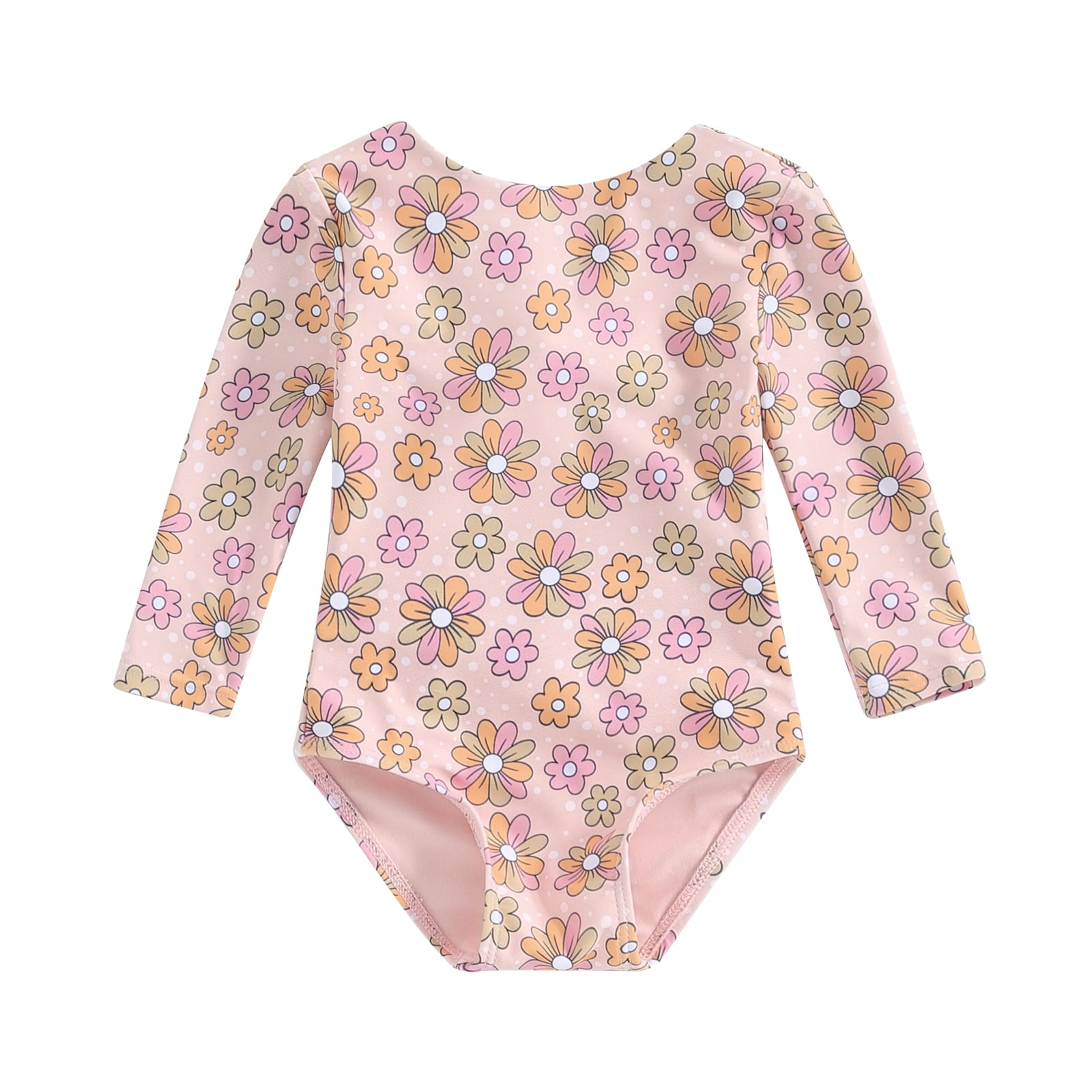 Musuos Toddler Girls Swimwear, 12 18 24M 3 4T Long Sleeve Backless Tie-up Flower Prin Swimsuit ...