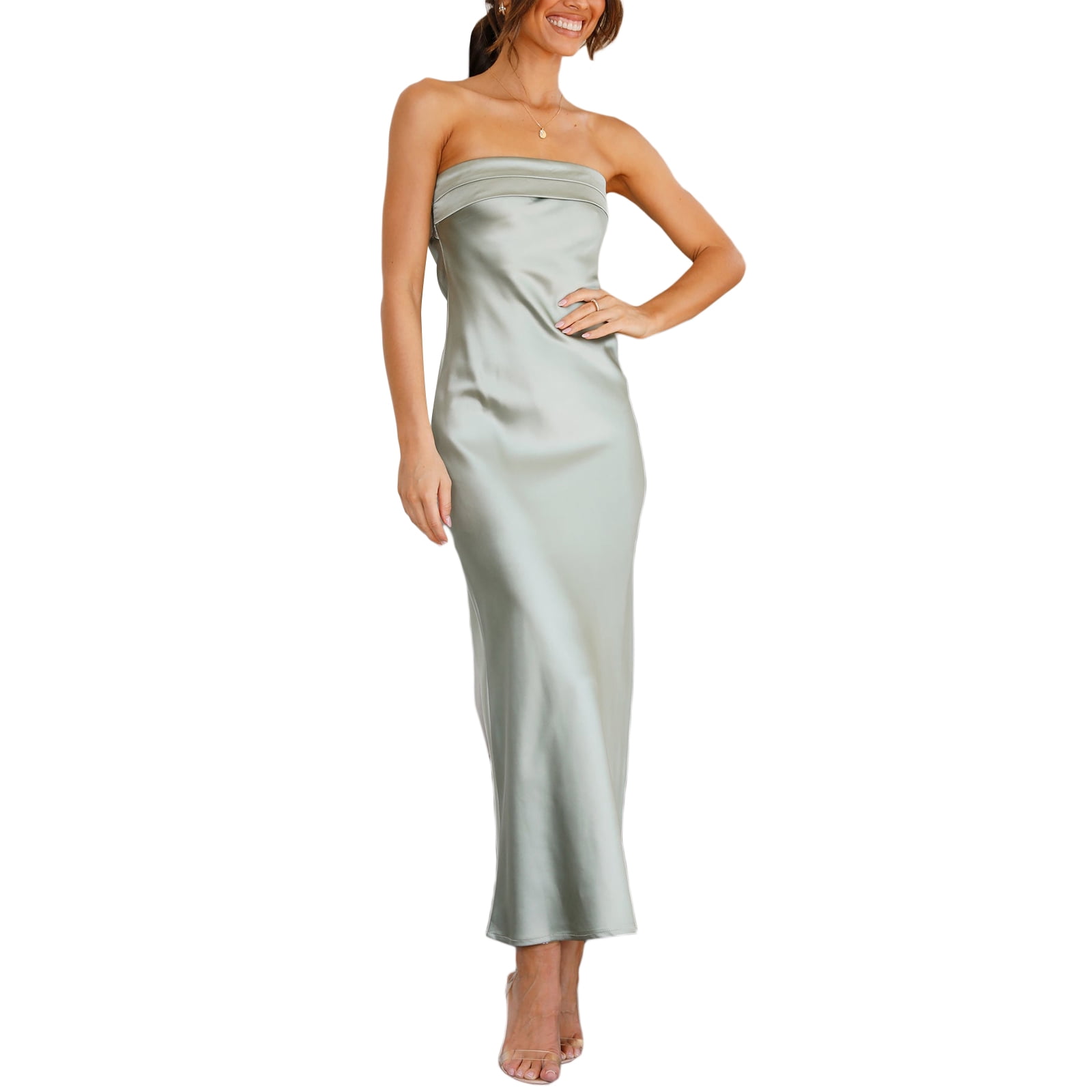 Musuos Women Off Shoulder Long Dress, Solid Color Backless Elastic ...