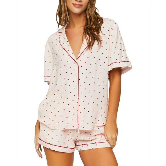 Musuos Women Summer Pajamas Set Heart Print Short Sleeve Shirts and ...