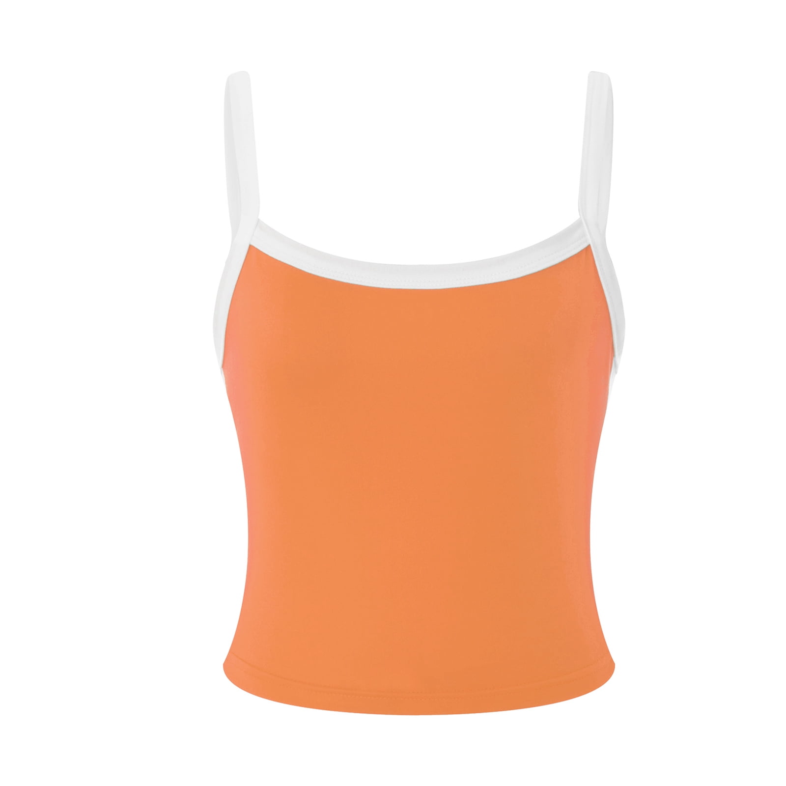 Musuos Women´s Crop Cami Tops, Spaghetti Strap Square Neck Contrast ...