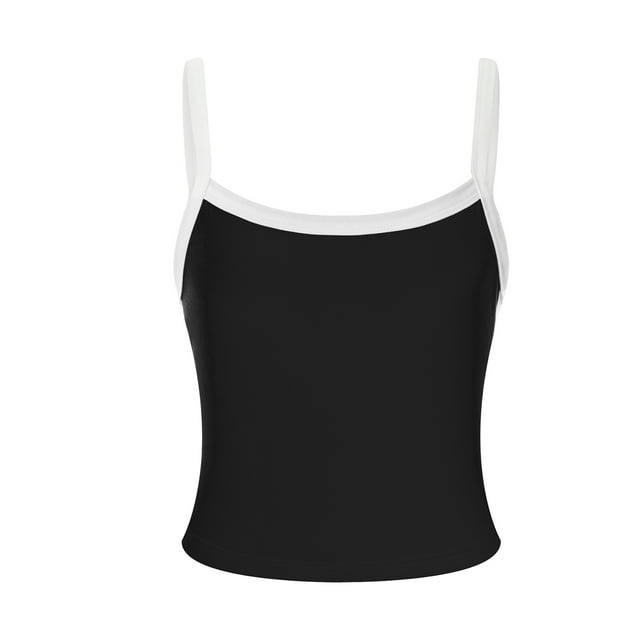 Musuos Women´s Crop Cami Tops Spaghetti Strap Square Neck Contrast