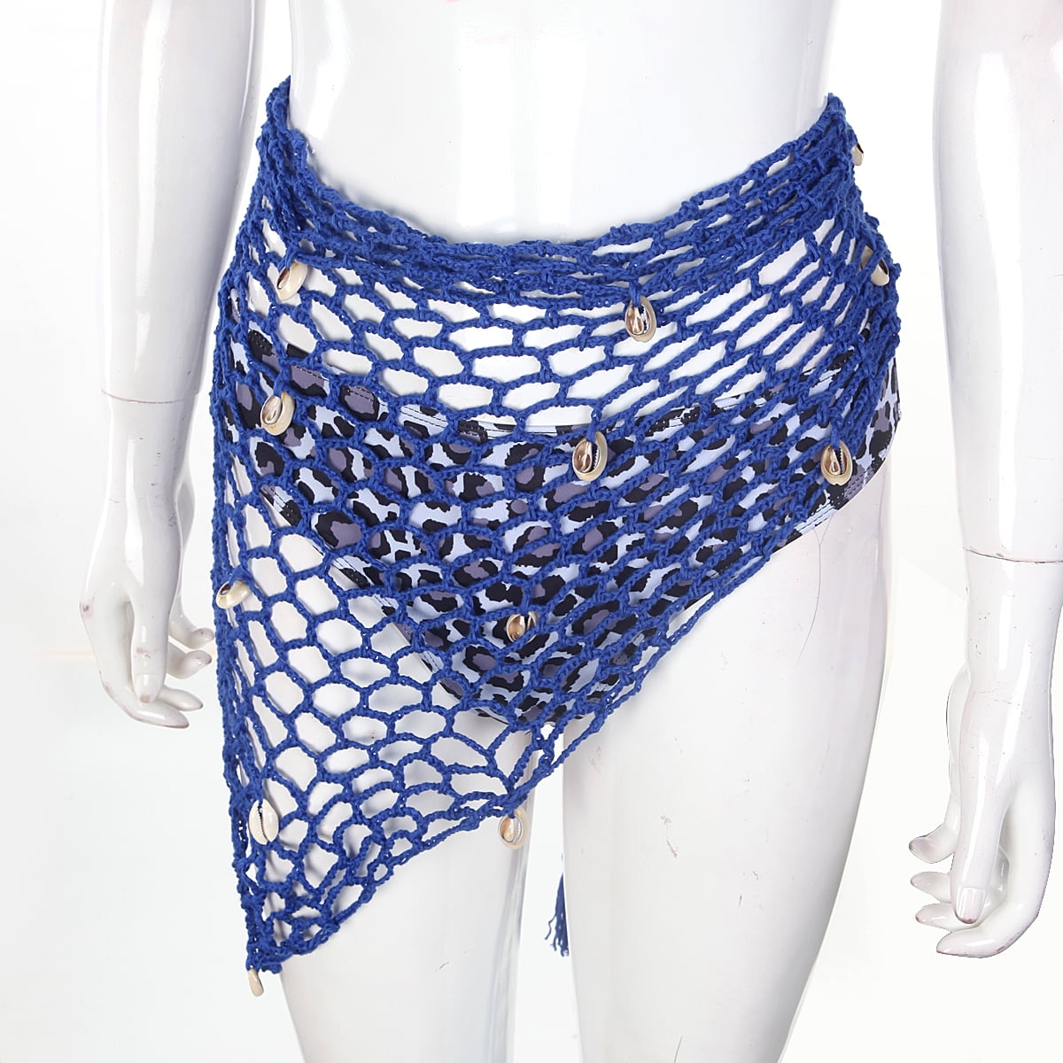 Musuos Womens Swimwear Triangle Wrap, Fishnet Solid Color Shells ...