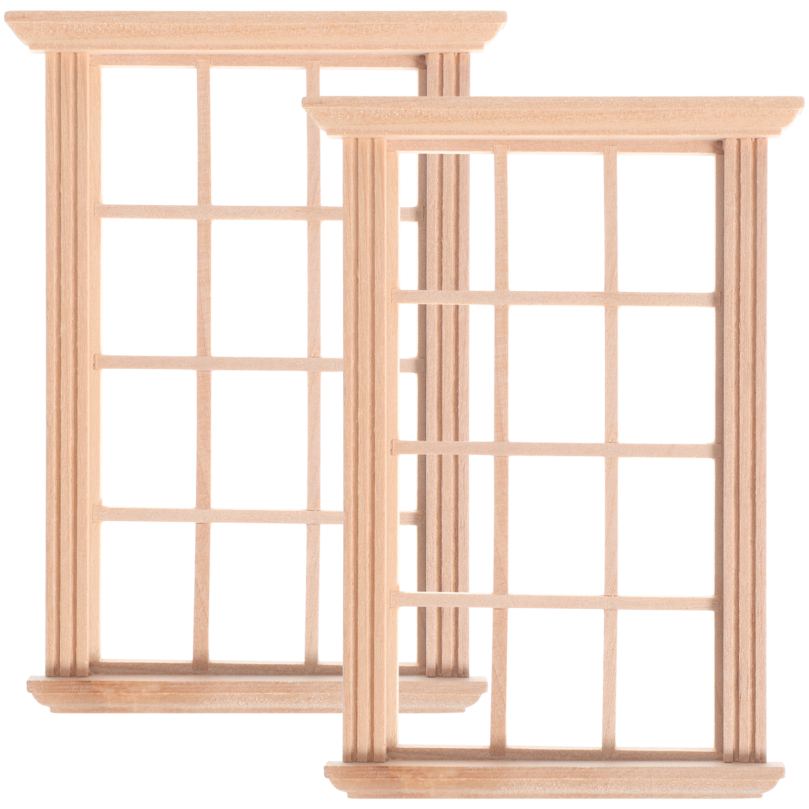 Mutably 2 Pcs Miniature Dollhouse Windows Furniture Window Frames Wood ...