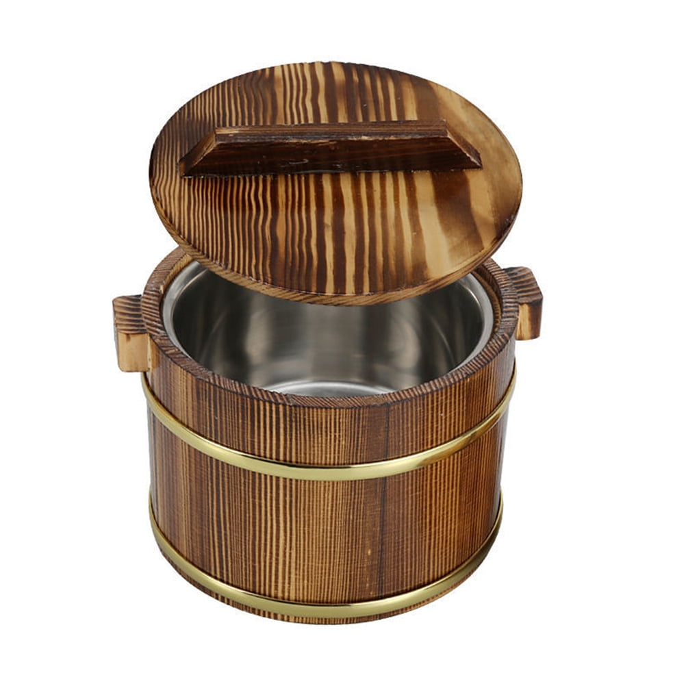 Mutably Wood Food Bucket Cooked Rice Container Sushi Rice Bucket Wooden ...
