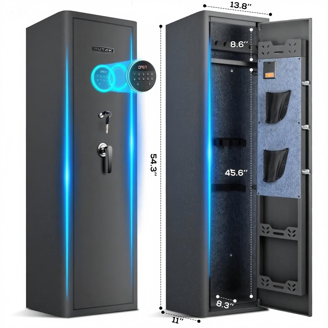 Mutak 6 Gun Safe Digital Keyboard, Gun Cabinet with Mute Mode, Long Gun Safe with Adjustable Gun ...