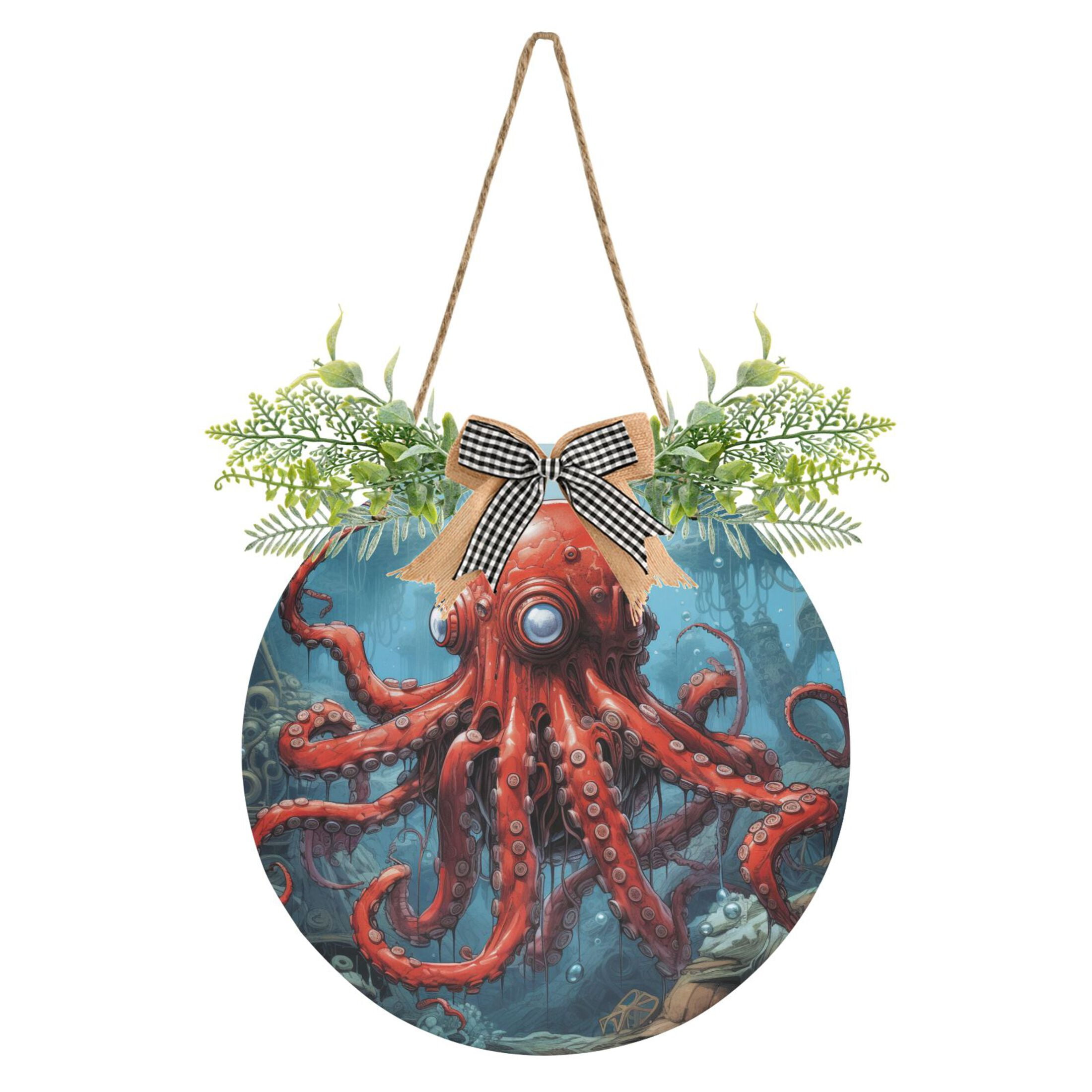Mutant Octopus Front Door Porch Decoration Hanging Sign with Artificial ...