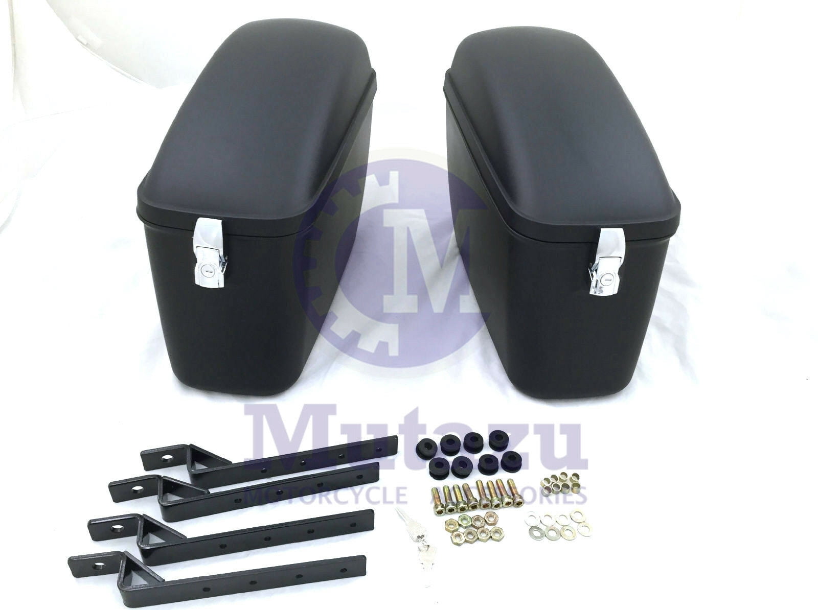 Saddle Bags Mutazu Matte Black Universal LW Hard Motorcycle Fit Most ...