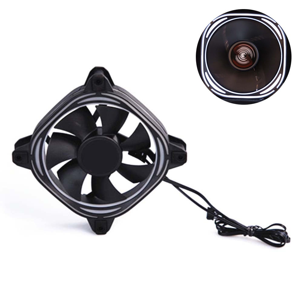Mute 6 Pin 7 Blades RGB LED Lights Computer PC Case Cooling Fan ...