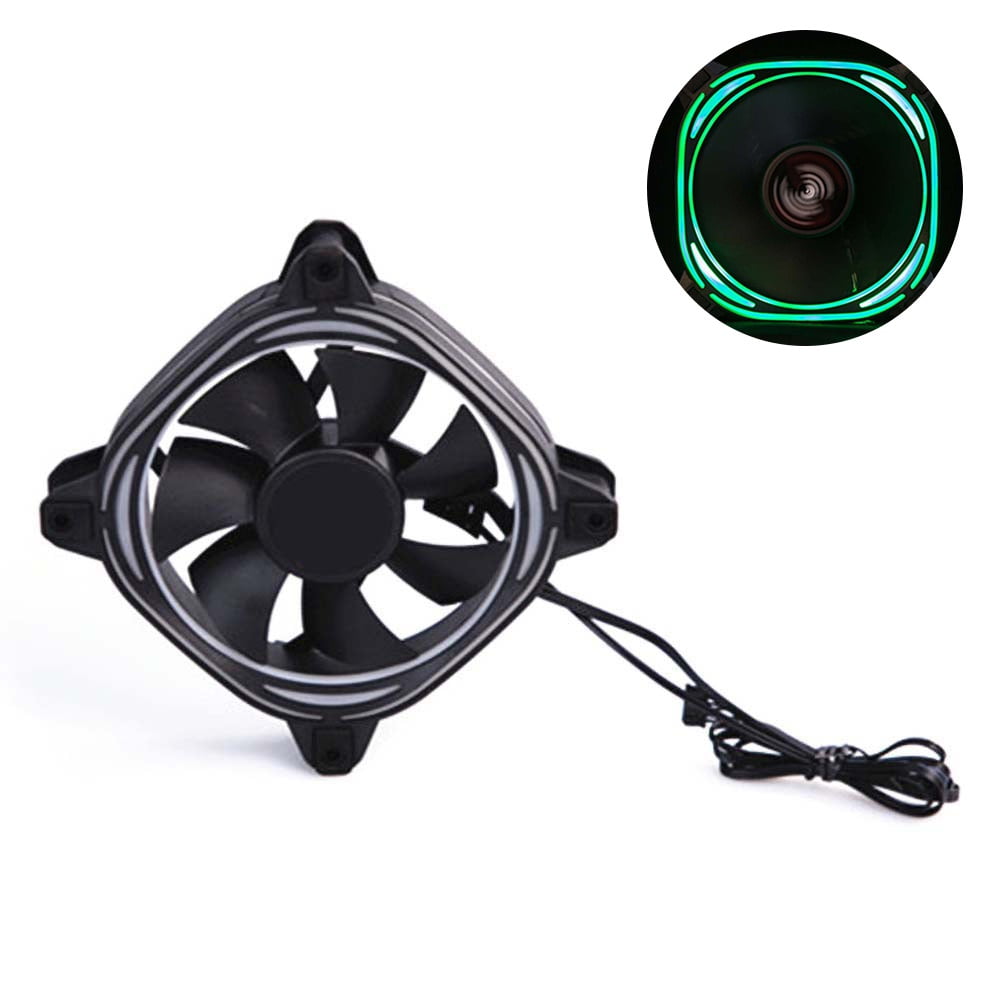 Mute 6 Pin 7 Blades RGB LED Lights Computer PC Case Cooling Fan ...