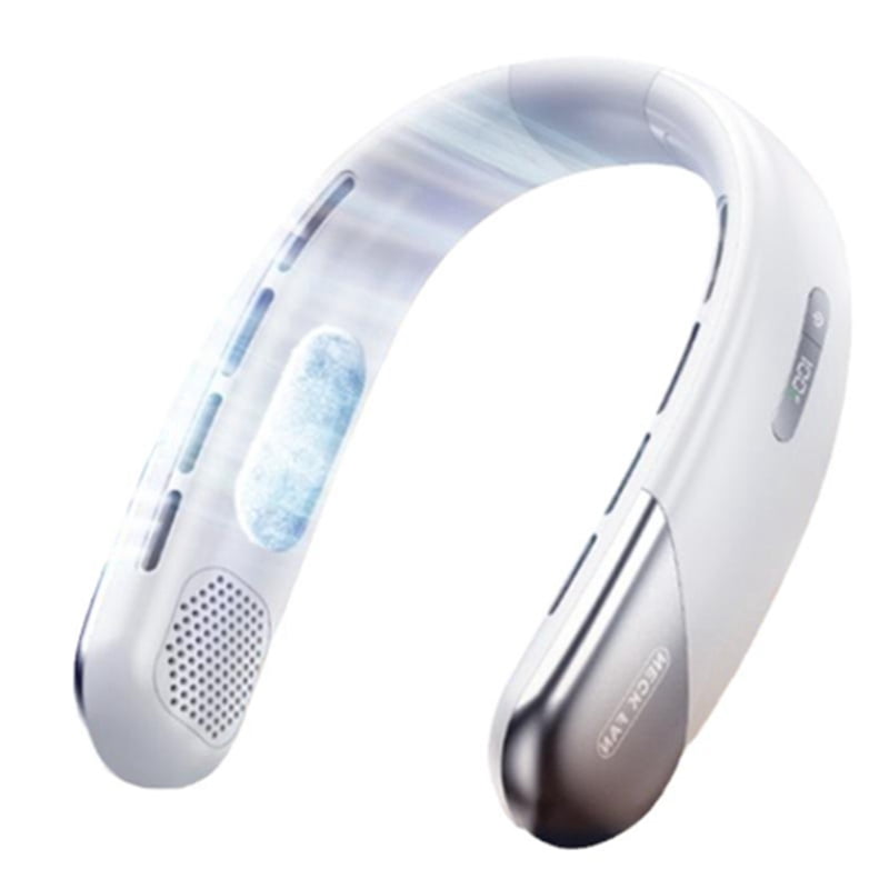 Mute Portable USB Neck Fan 4000mAh Bladeless Cooling LED Digital ...