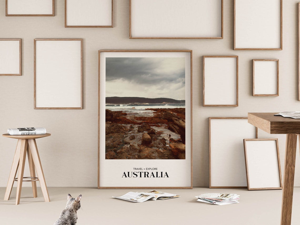 Muted Australia Travel Poster Modern Vintage Aesthetic Art Print Rustic ...