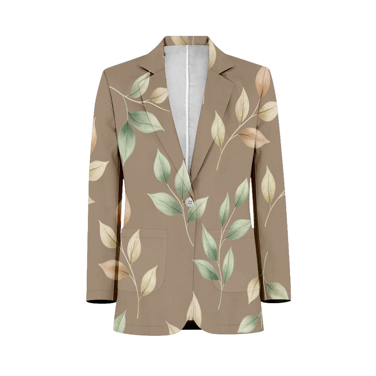 Muted Brown Leafy Pattern Repeat Mens Suits Shawl Collar Slim Fit Suit ...