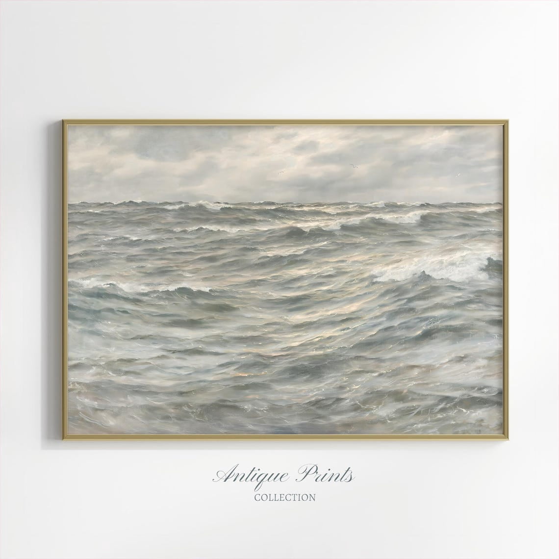 Muted Coastal Wall Art, Neutral Seascape, Vintage Ocean Waves Wall Art ...