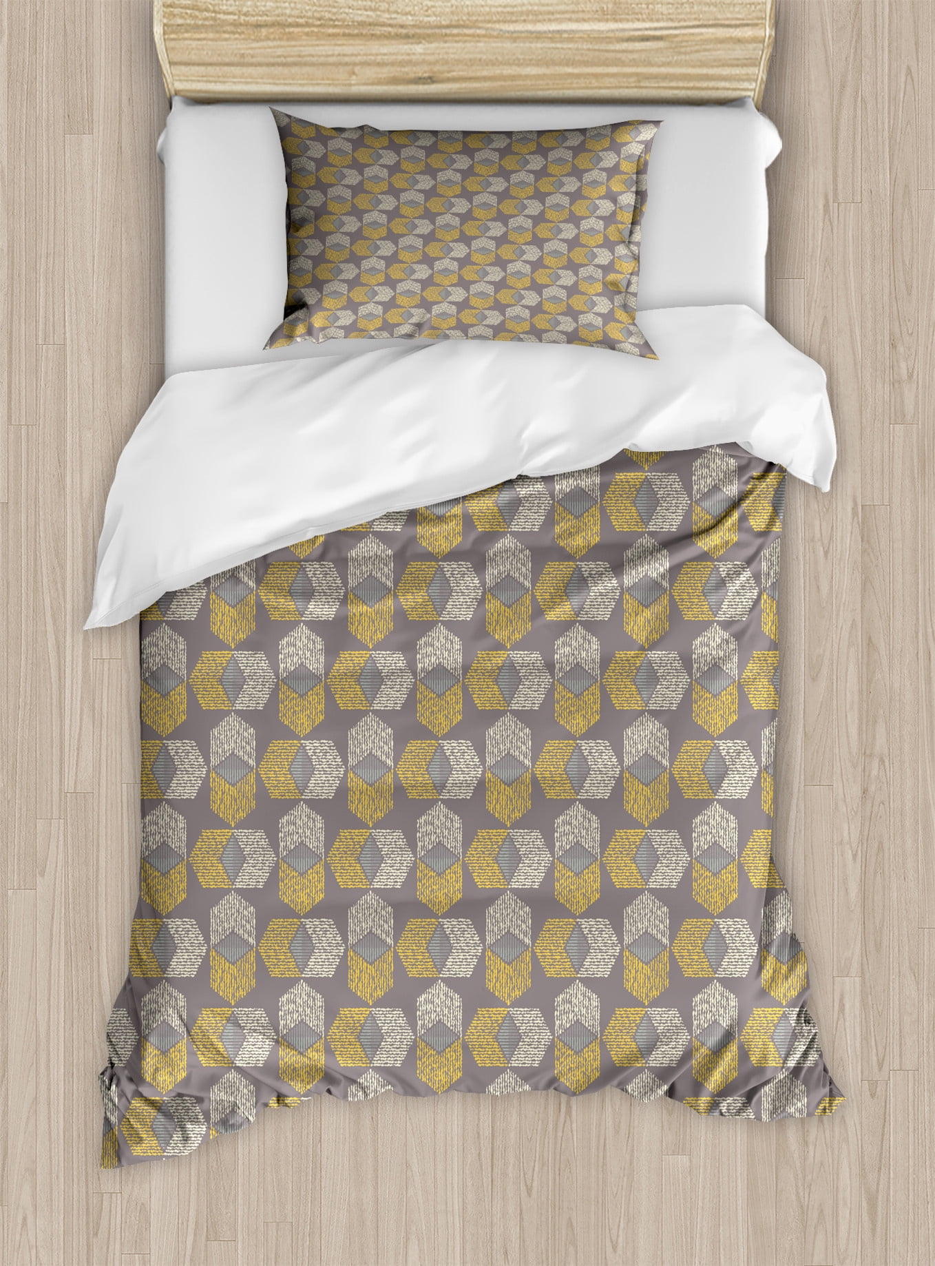 Muted Colors Duvet Cover Set, Continuous Boho Abstract Forms ...