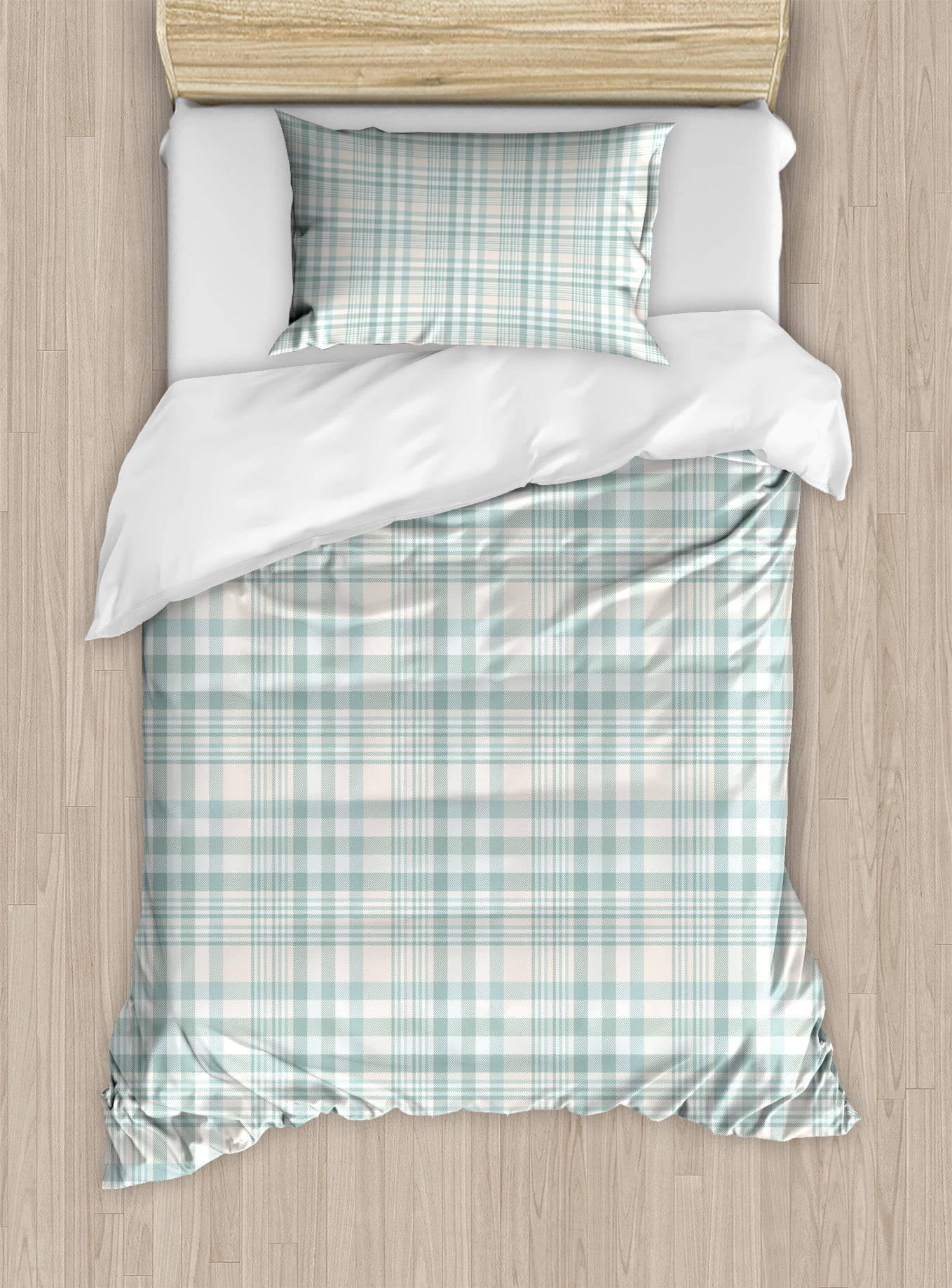 Muted Colors Duvet Cover Set, Continuous Concept Pastel Plaid Layout ...