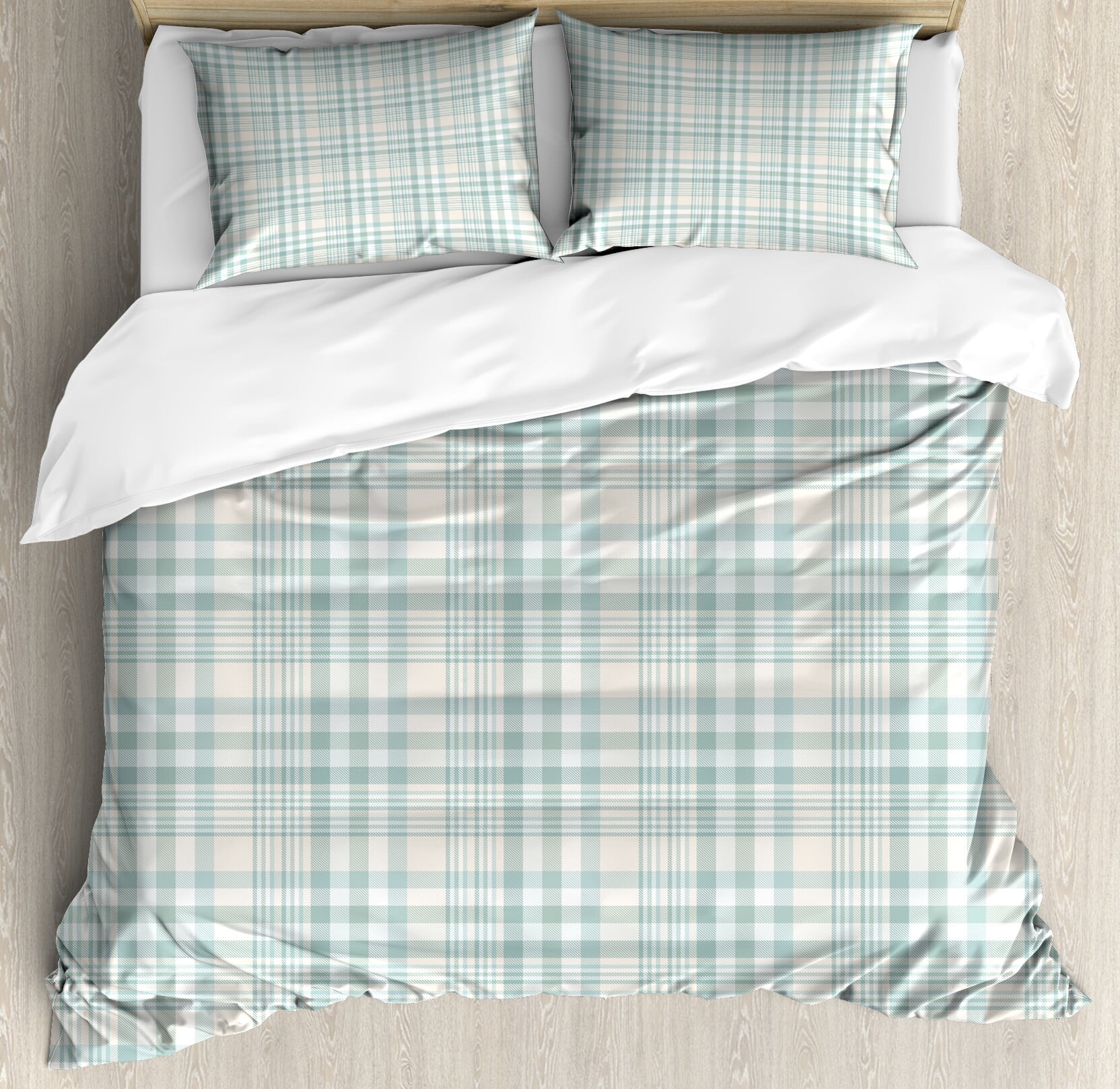 Muted Colors Duvet Cover Set, Continuous Concept Pastel Plaid Layout ...